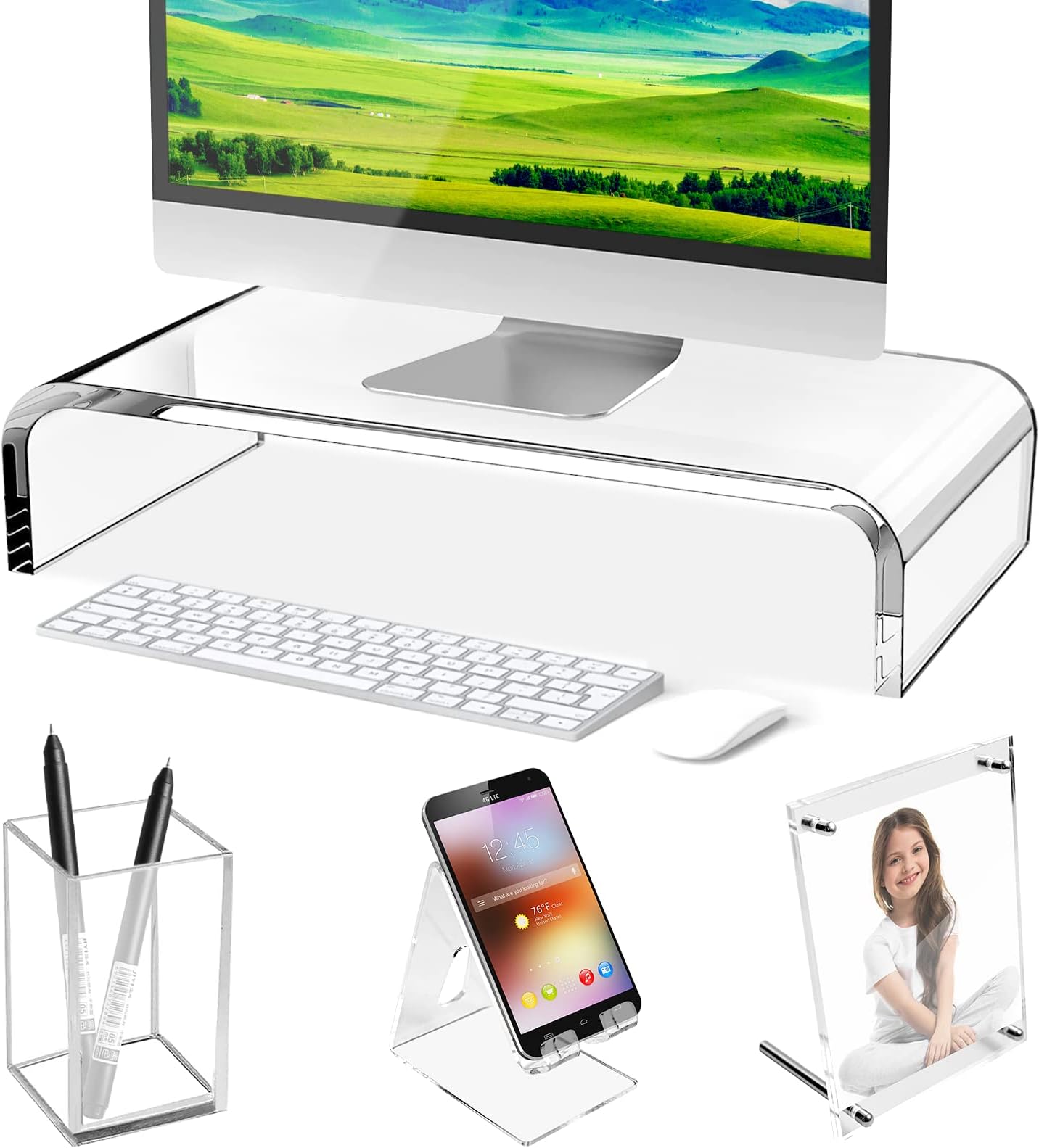 Amazon.com: Clear Acrylic Monitor Stand Riser - 4Pcs Monitor Stand for ...