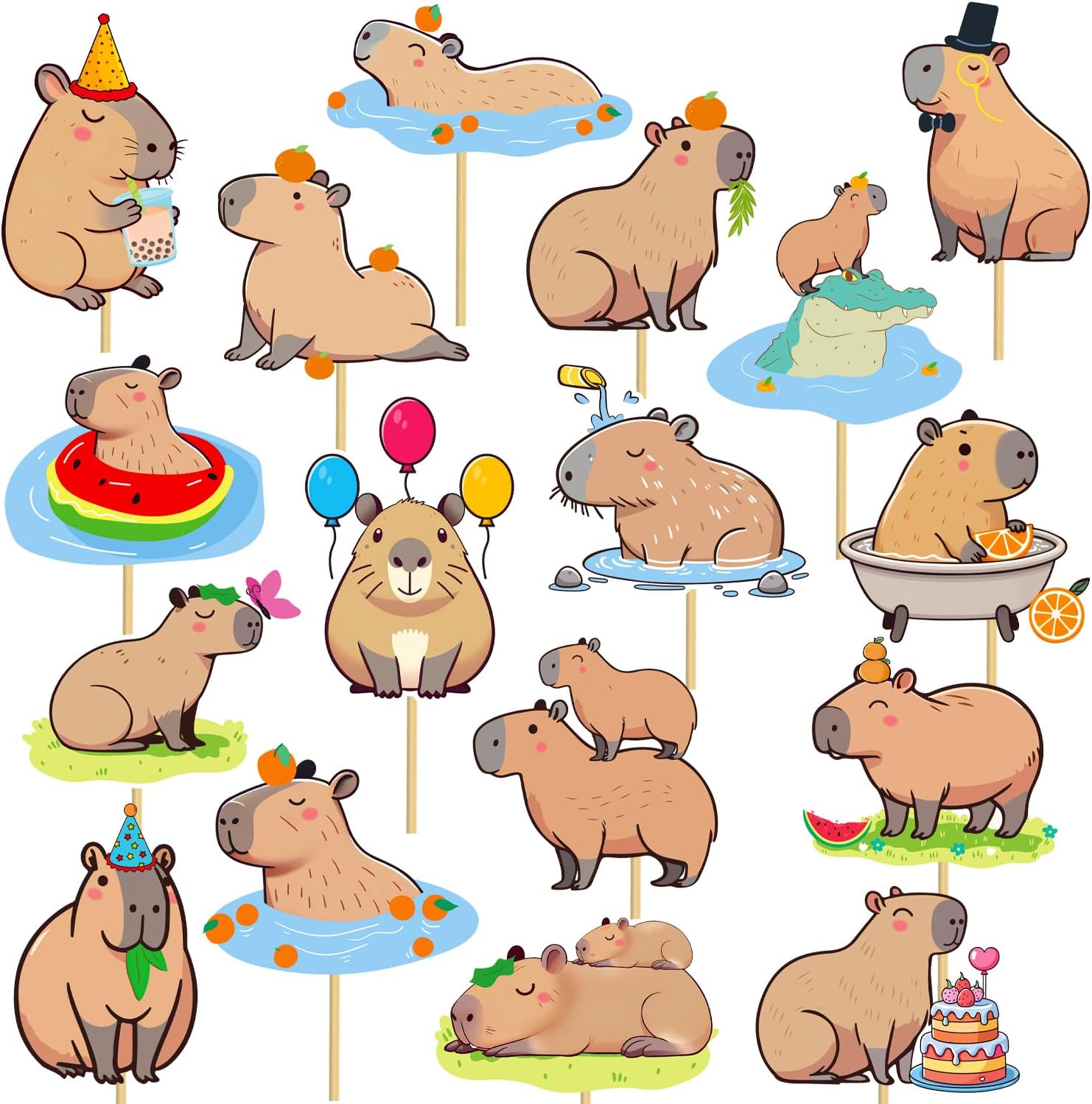 Amazon.com: Capybara Centerpiece Sticks Capybara Birthday Decorations ...