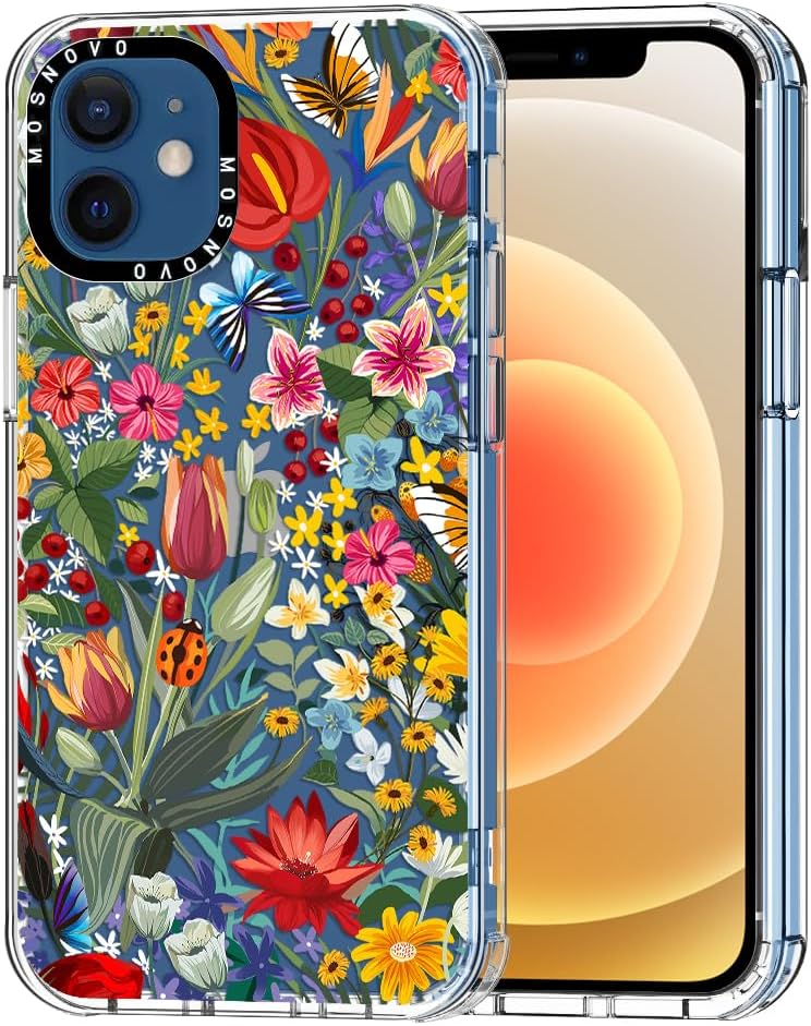 Amazon.com: iPhone 12 mini Olive Green Boho Botanical Wildflowers Case ...