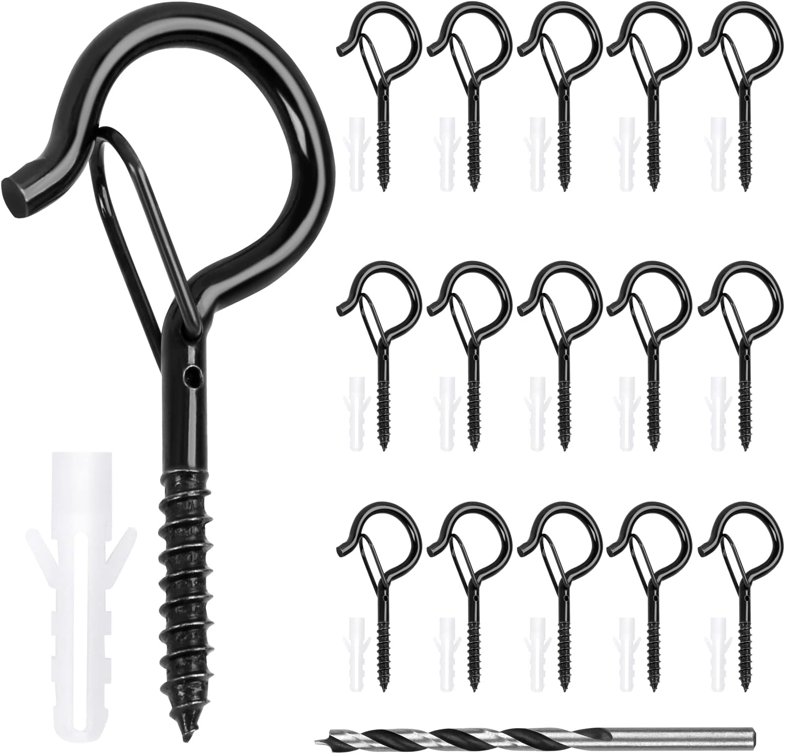 Svalor Screw Hooks, 16 pcs Black Cup Hooks with Safe Buckle, Hooks for ...