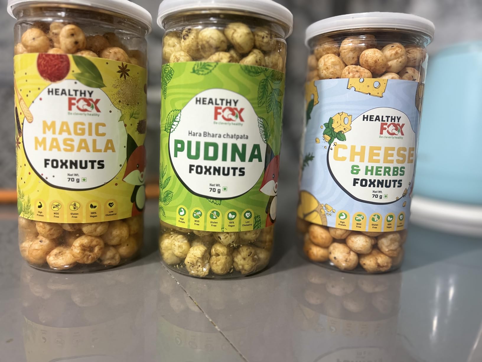 Healthy Fox Roasted Makhana, Flavoured Snack Items Combo (Pudina ...