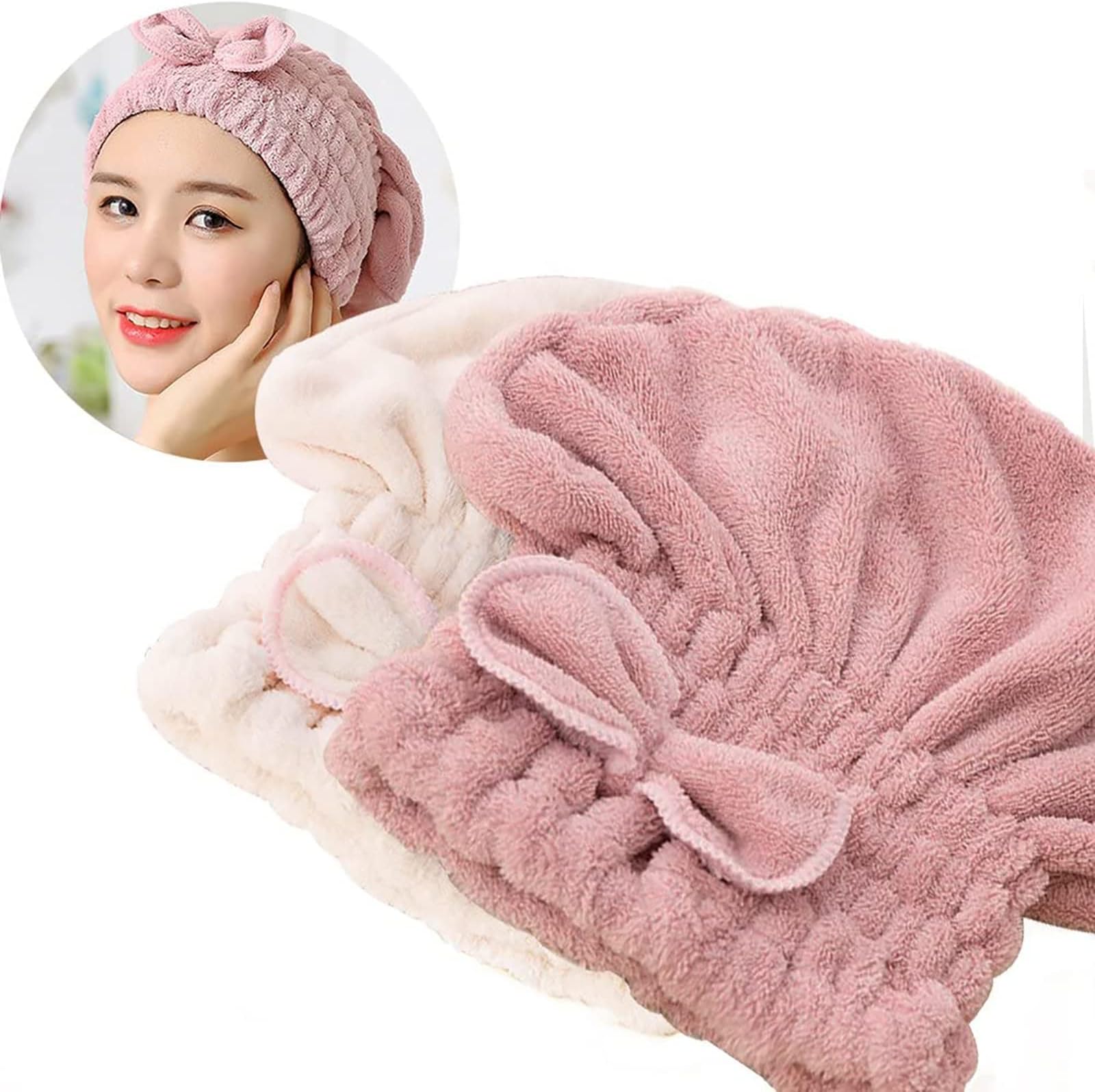 Amazon.com: Jseng 2PC Microfiber Hair Drying Caps, Extrame Soft & Ultra ...