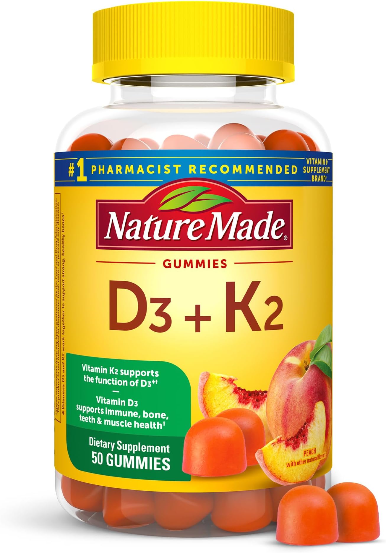Amazon.com: Nature Made Vitamin D3 K2, 5000 IU (125 mcg) Vitamin D ...