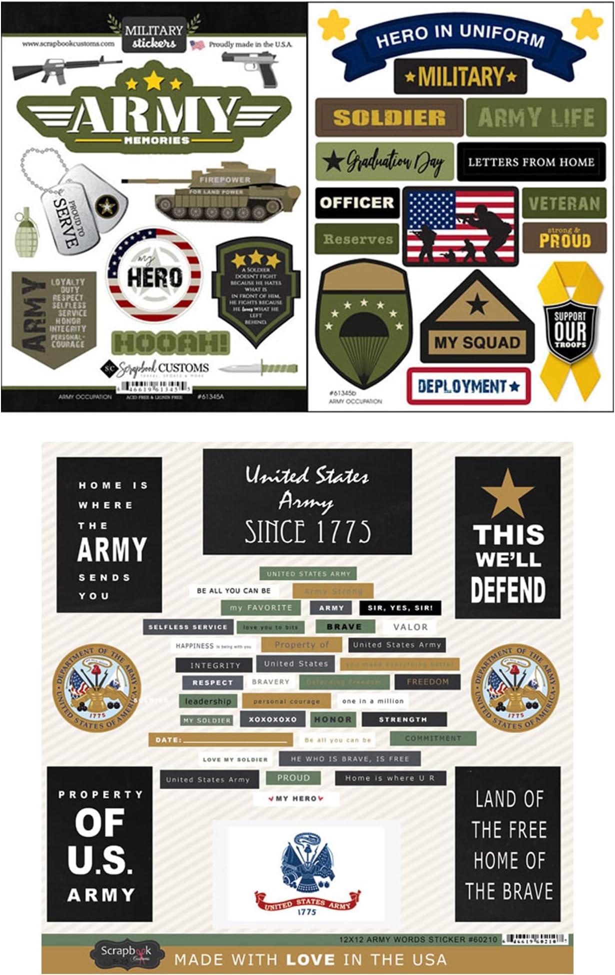 Amazon.com: US Army Stickers for Scrapbooking - United States Army ...