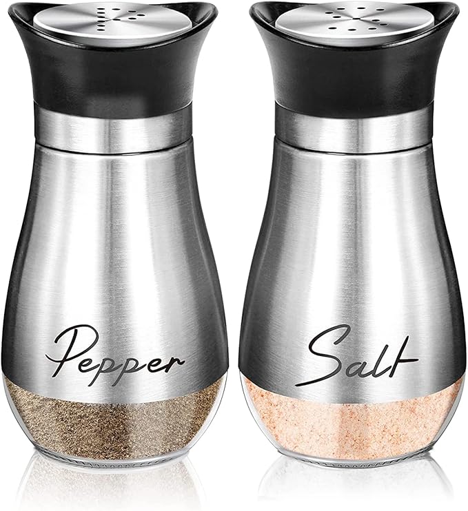 Salt and Pepper Shakers Set,2 PCS Premium Stainless Steel Salt and ...