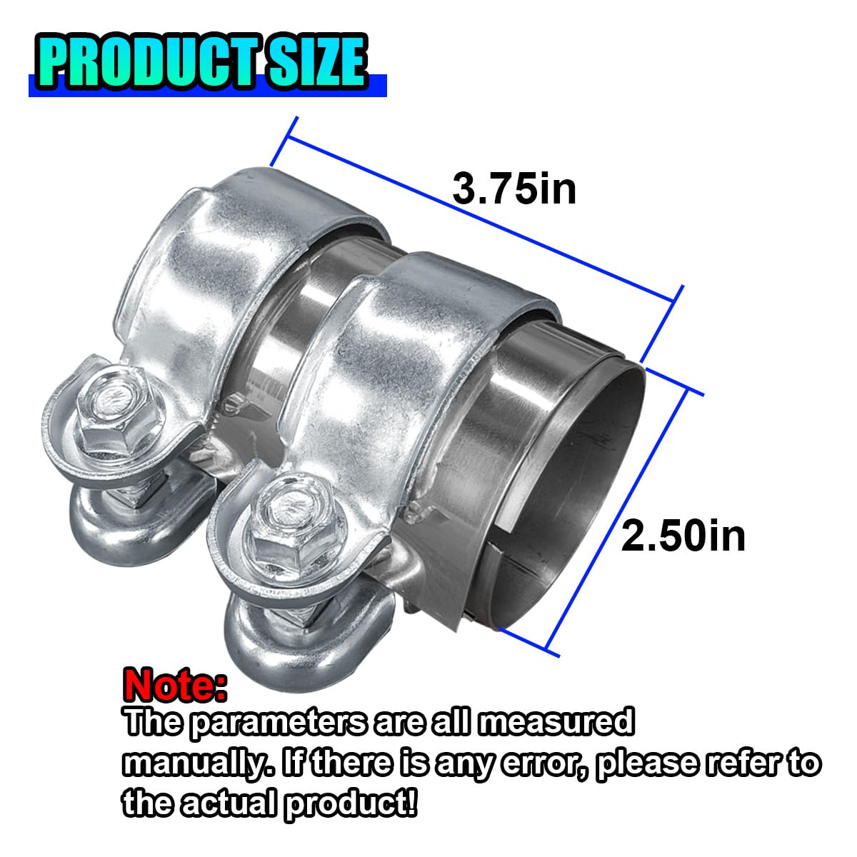 Snapklik.com : 2.5 Inch Automotive Exhaust Clamp, Stainless Steel Butt ...
