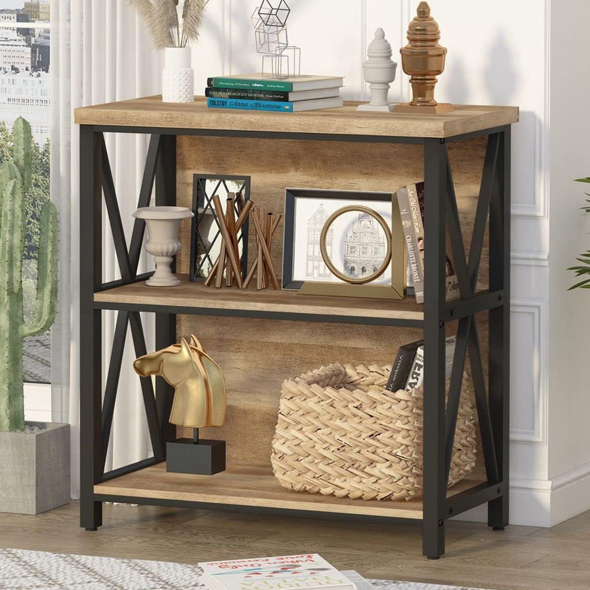 Amazon.com: FATORRI Rustic Bookshelf with Drawer, Industrial Wood and ...