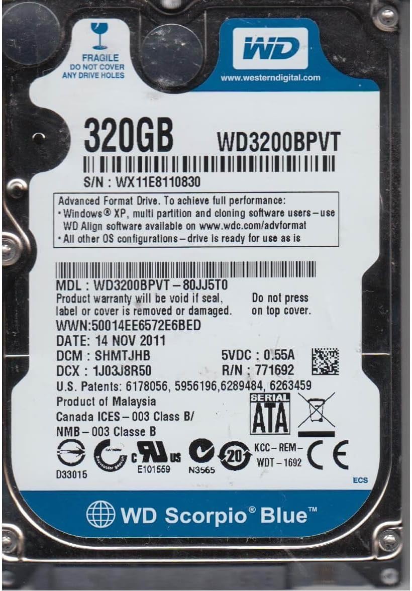 Western Digital WD3200BEVT Scorpio Blue 320GB Hard-Disk interno (6,4 cm ...