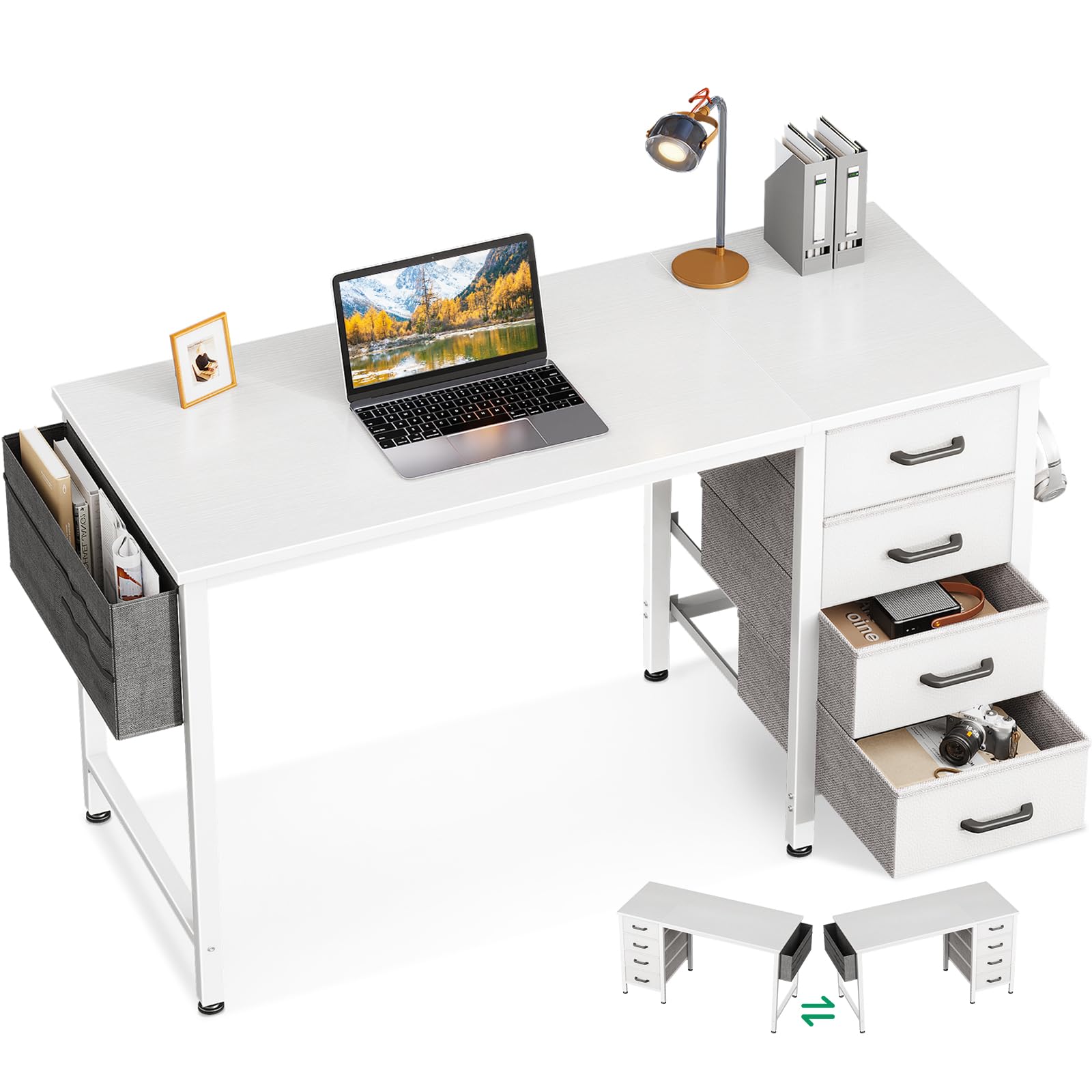 Amazon.com: Casaottima 40-Inch Small Computer Desk with 4 Fabric ...