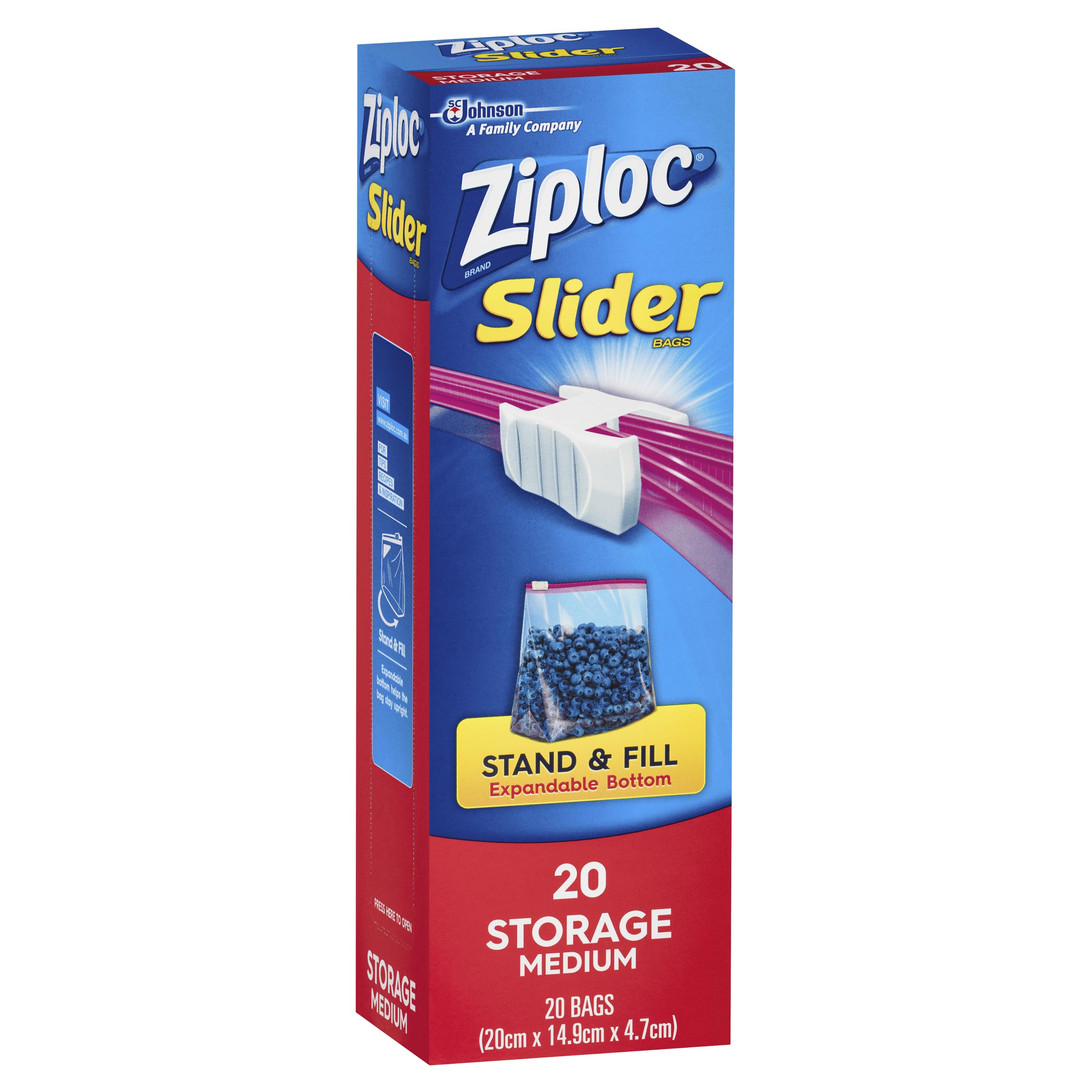 Ziploc Slider Storage Bags Medium with Smart Zip Plus Seal and Stand ...
