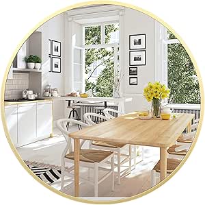 Amazon.com: 32 Inch Round Mirror for Wall, Gold Metal Frame Circle ...