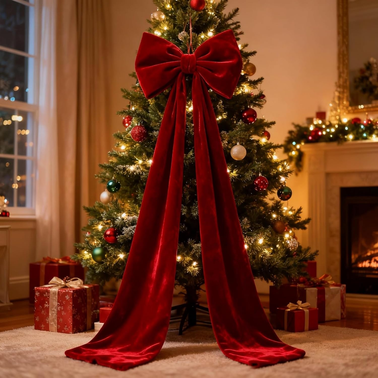 Amazon.com: Christmas Decorations, Giant 6.6Ft Velvet Bow, Oversized ...