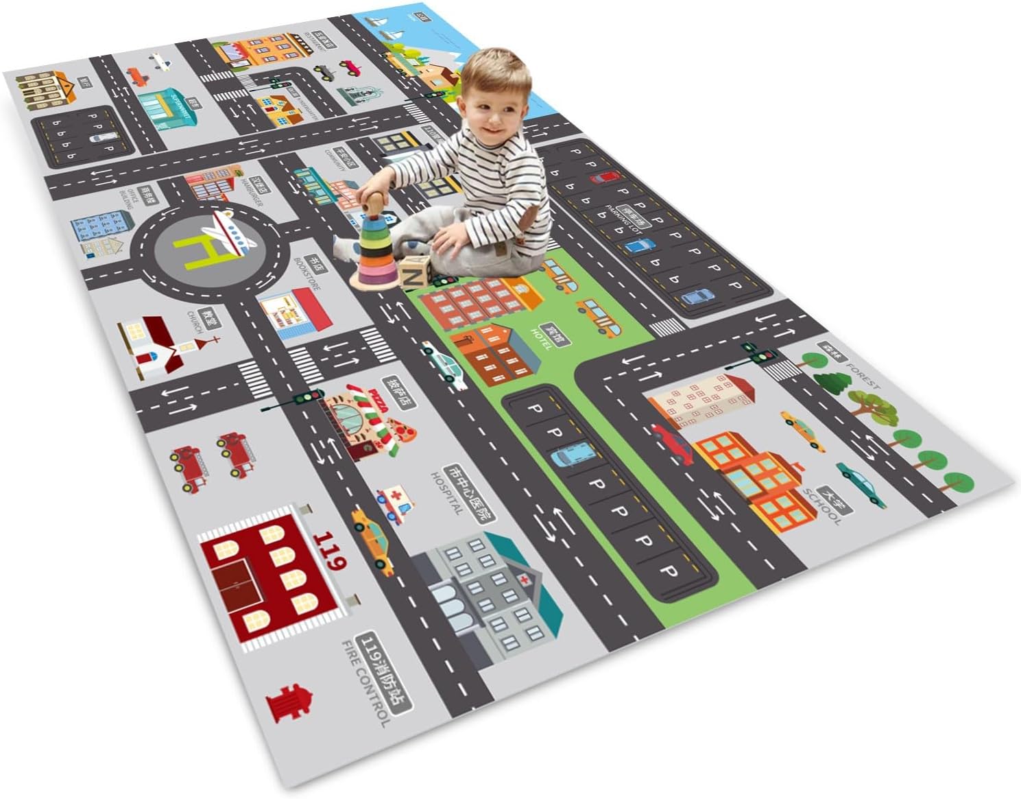 Amazon.com: Kids Car Rug Play Mat Great for Playing with Cars and Toys ...