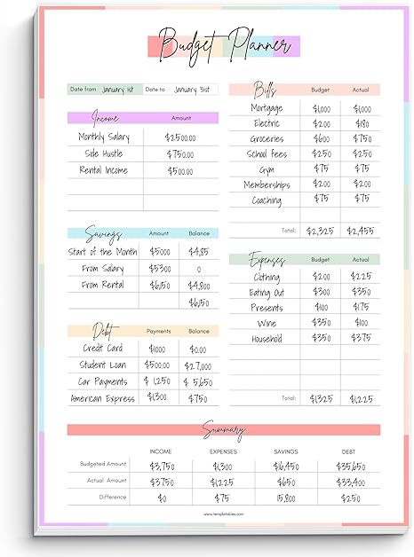 Budget Planner & Monthly Bill Notepad | Finance Budget Planner Desk Pad ...