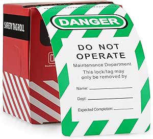 Amazon.com: Zoleker 200PCS Lockout Tagout Lockout Tags by-The-Roll ...