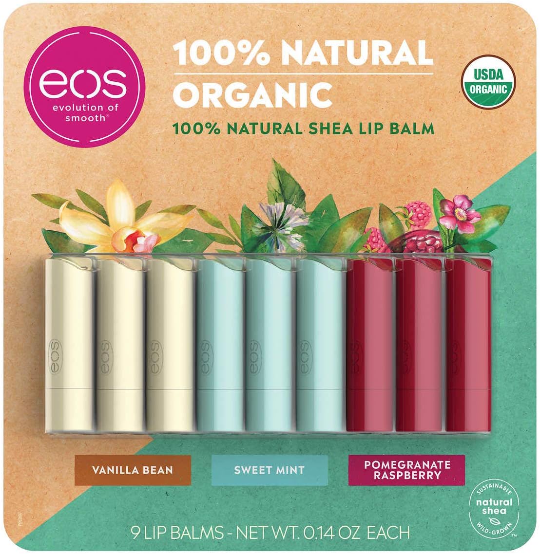 Amazon.com: EOS Evolution of Smooth Organic Lip Balm Care Collection, 9 ...