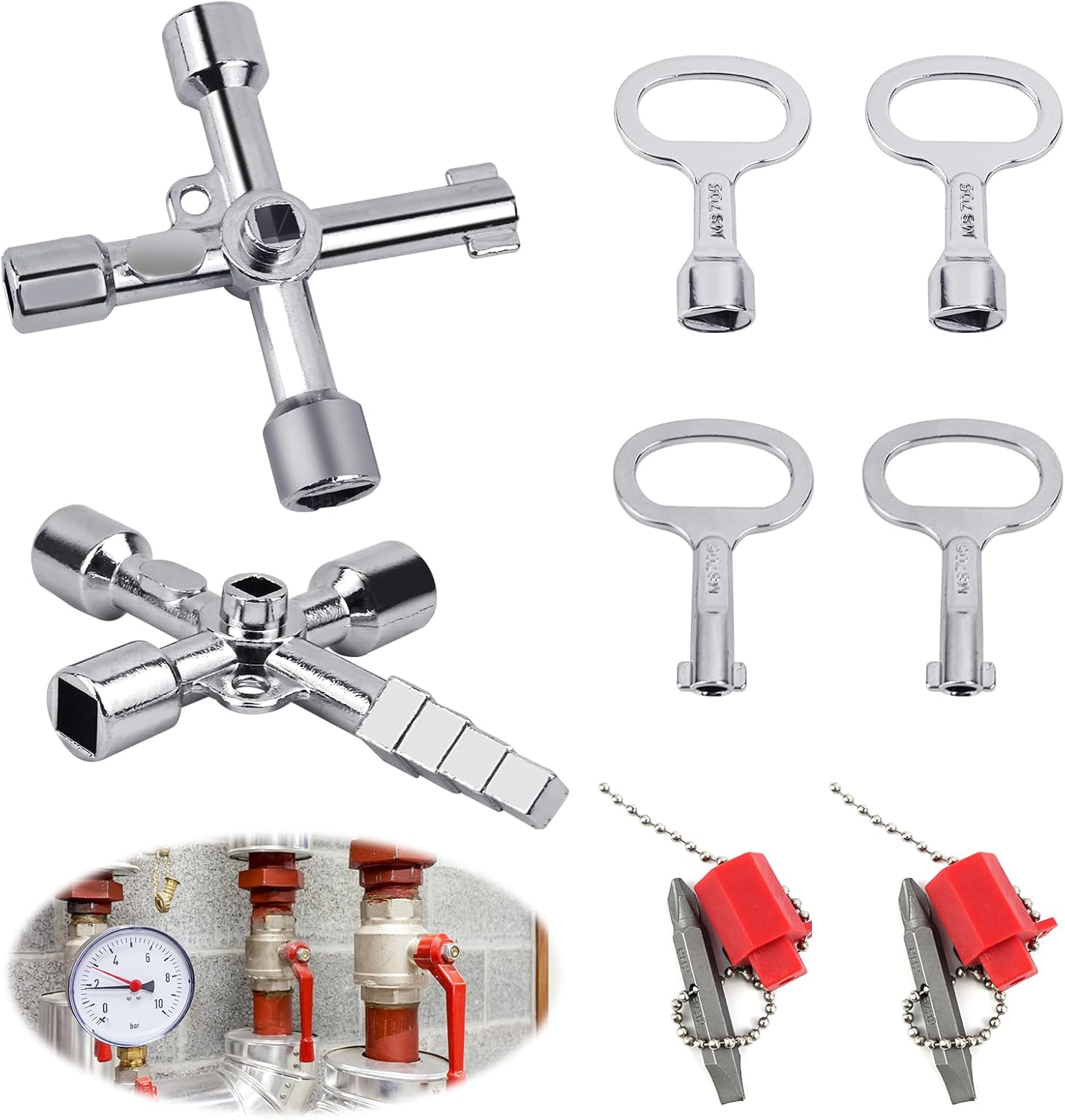 KATIMI 6PCS Gas Meter Box Key Set, Universal Square Gas Meter Key, 4 ...