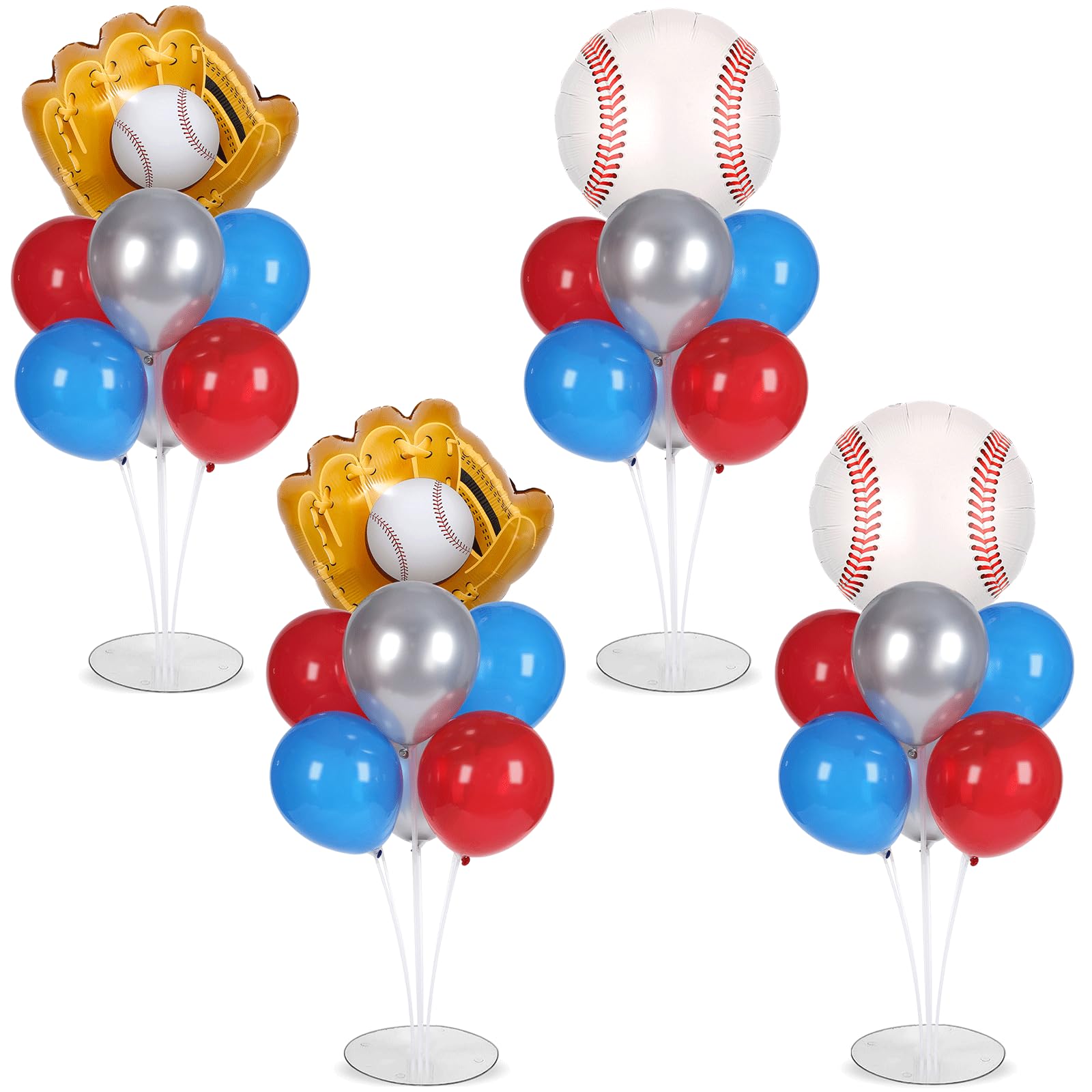 Amazon.com: 4 Sets Baseball Party Balloons Stand Kit with Baseball ...