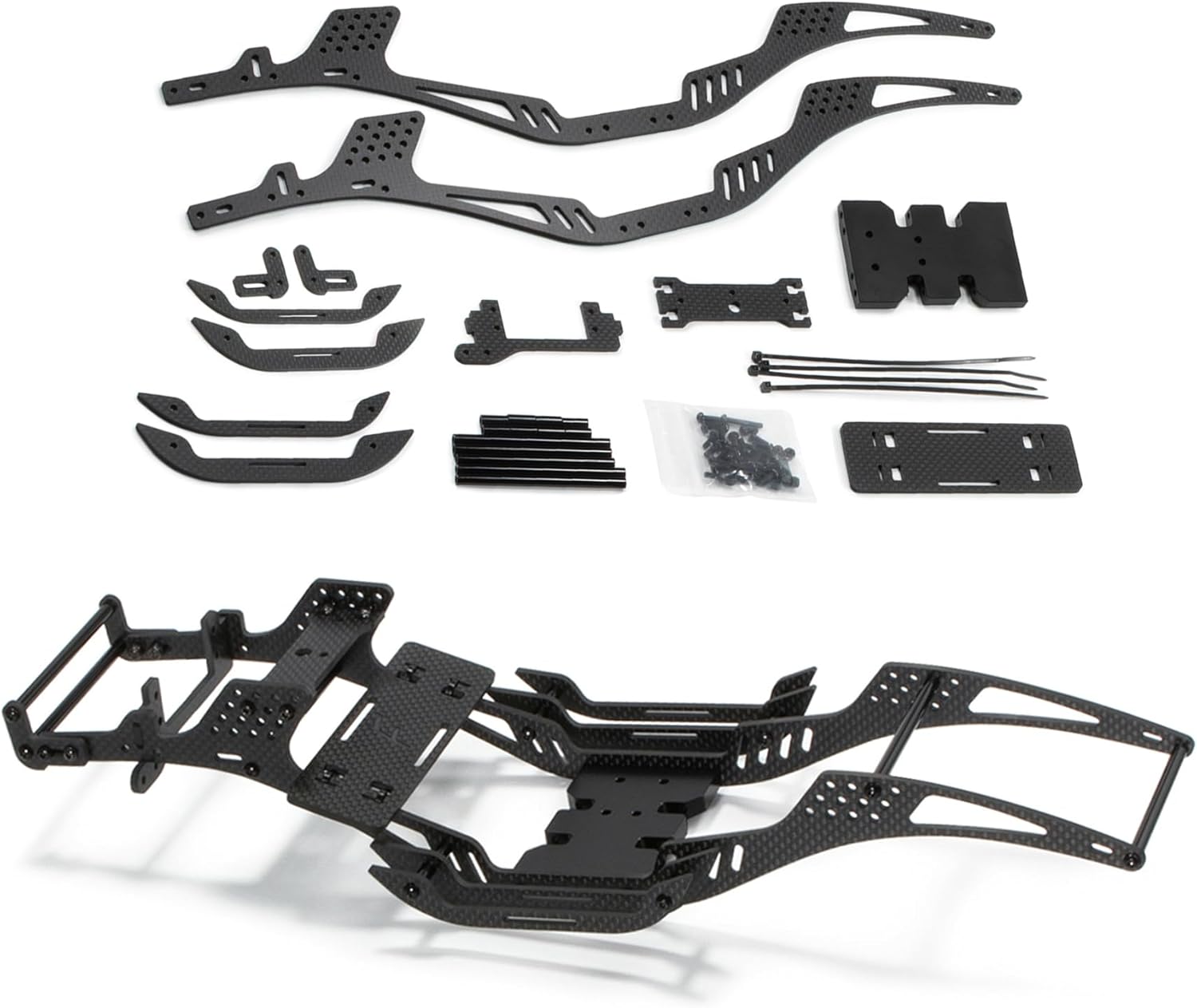 Amazon.com: AMK SCX10 II Carbon Fiber 1/10 Chassis Frame DIY 313mm ...