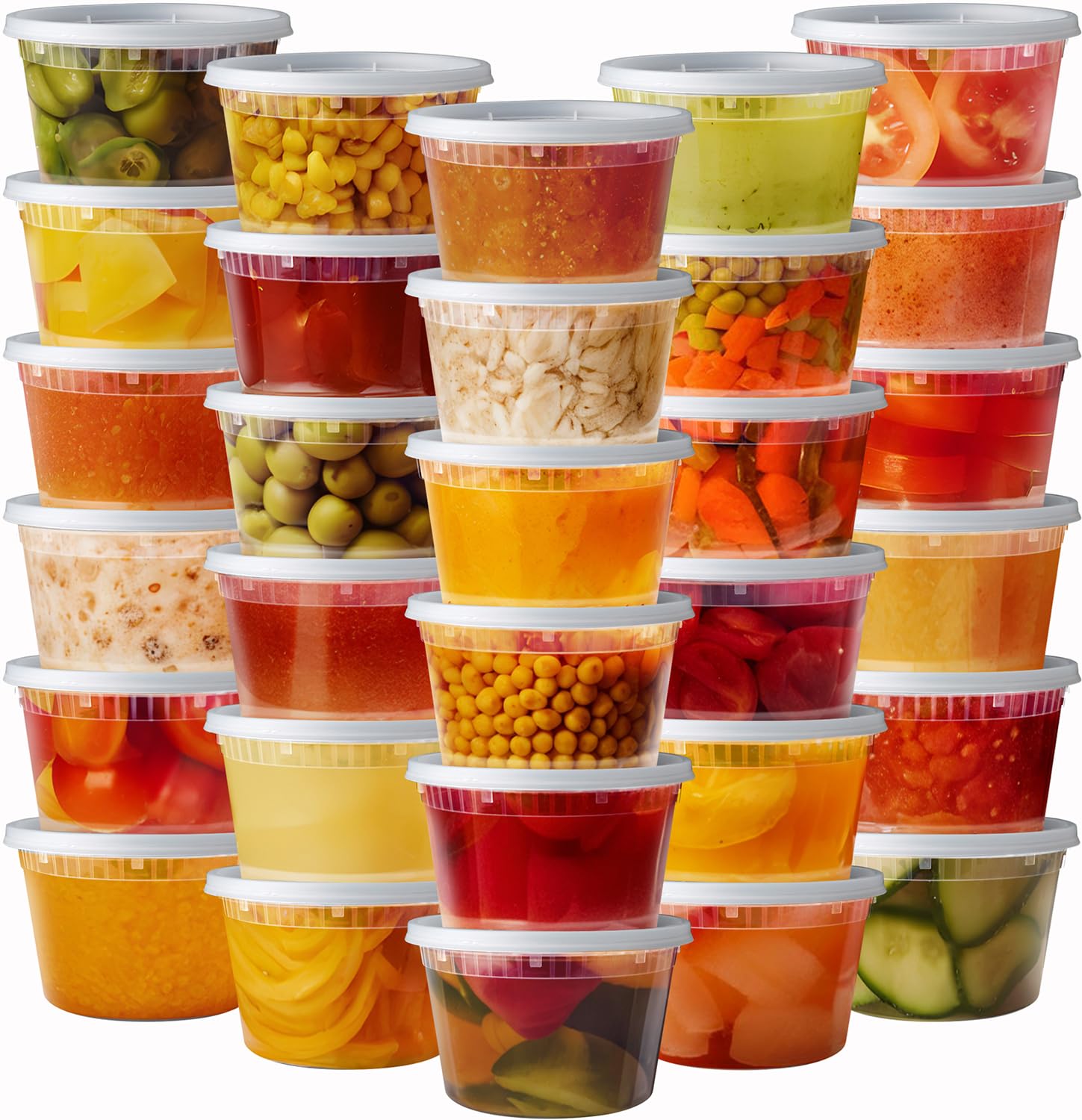 [16 oz. - 48 Sets] Deli Food Storage Containers with Airtight Lids ...