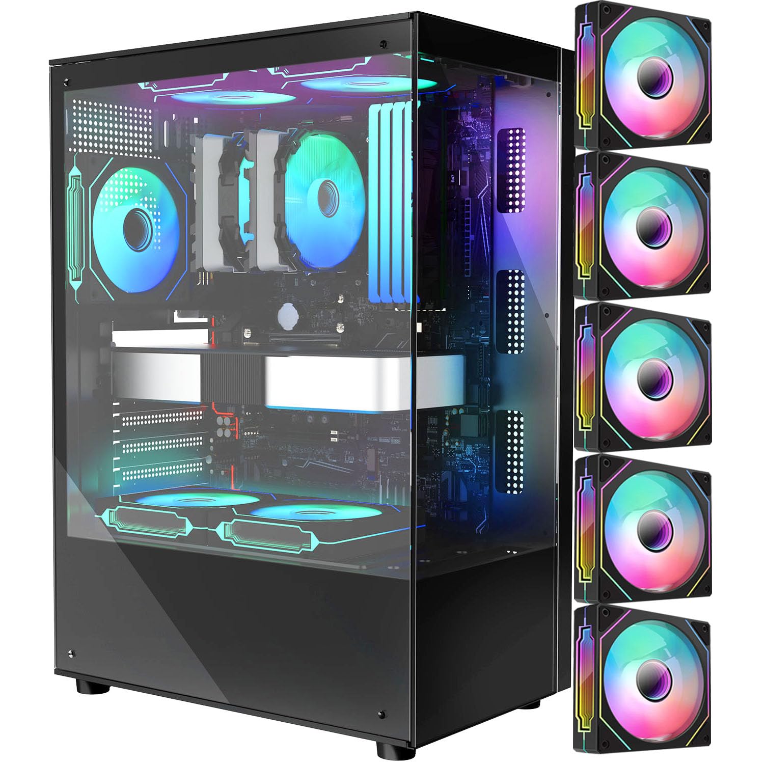 Amazon.in: Buy PC CASE M-ATX Gaming PC Cases with 5x120 MM Fans,matx ...