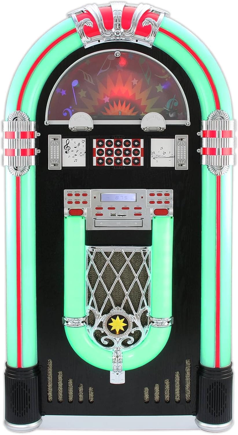 MonsterShop Retro Jukebox, Floor Standing Vinyl Record Player, CD MP3 ...