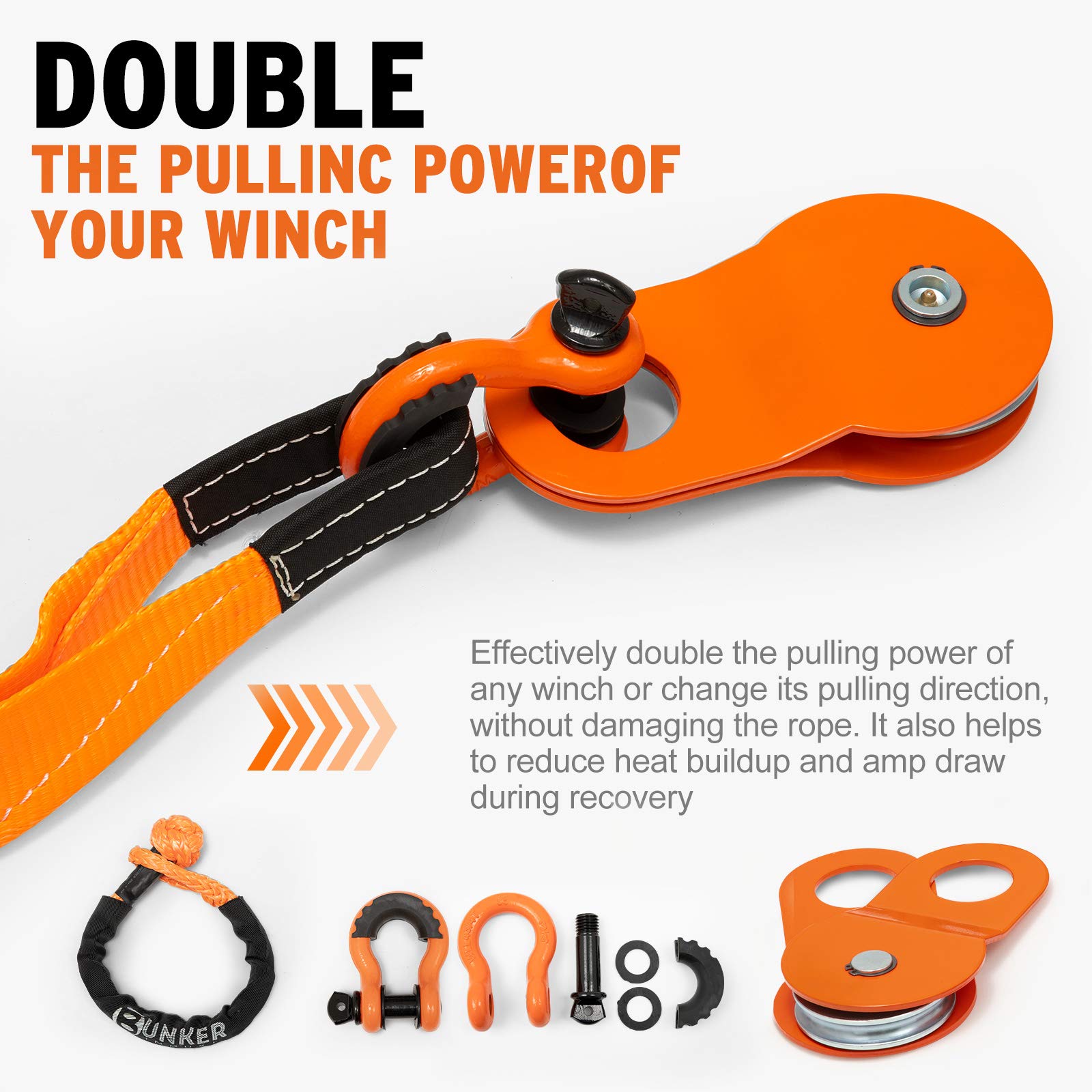 Buy BUNKER INDUST Heavy Duty Recovery Strap Kit, 20'+8' Tow Strap ...