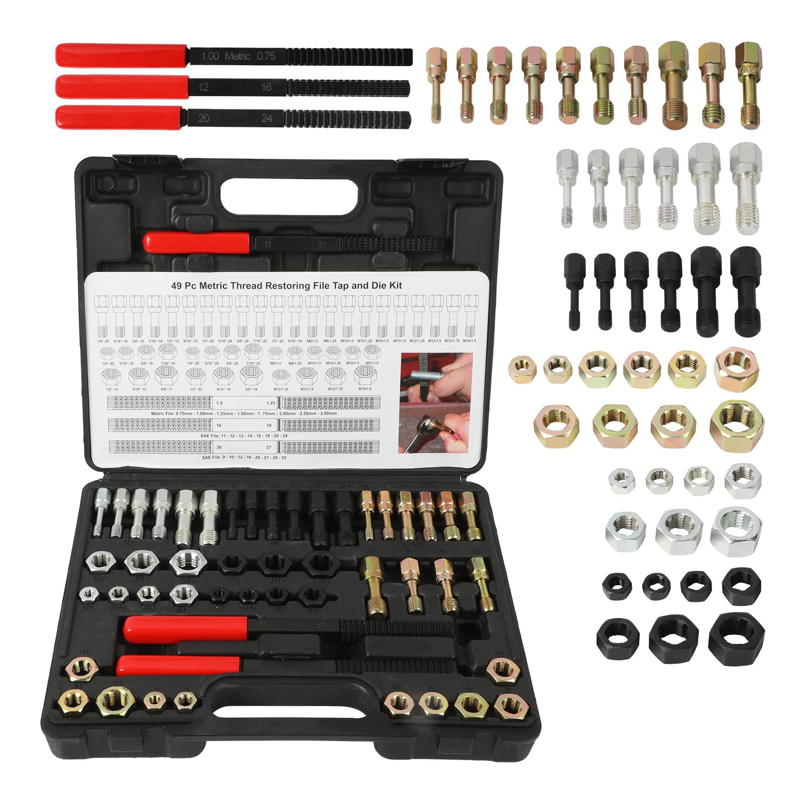 Amazon.com: YUANRI 49 PCS Thread Repair Kit Thread Chaser Set, UNF UNC ...