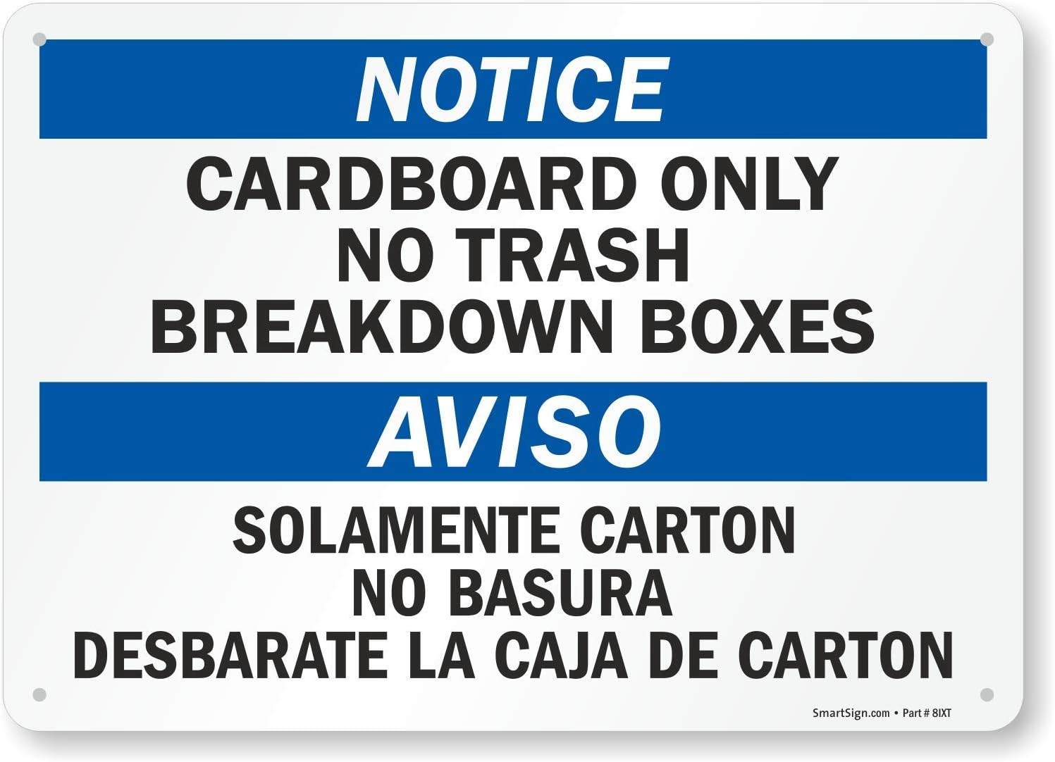 Amazon.com: SmartSign 10 x 14 inch “Notice - Cardboard Only, No Trash ...