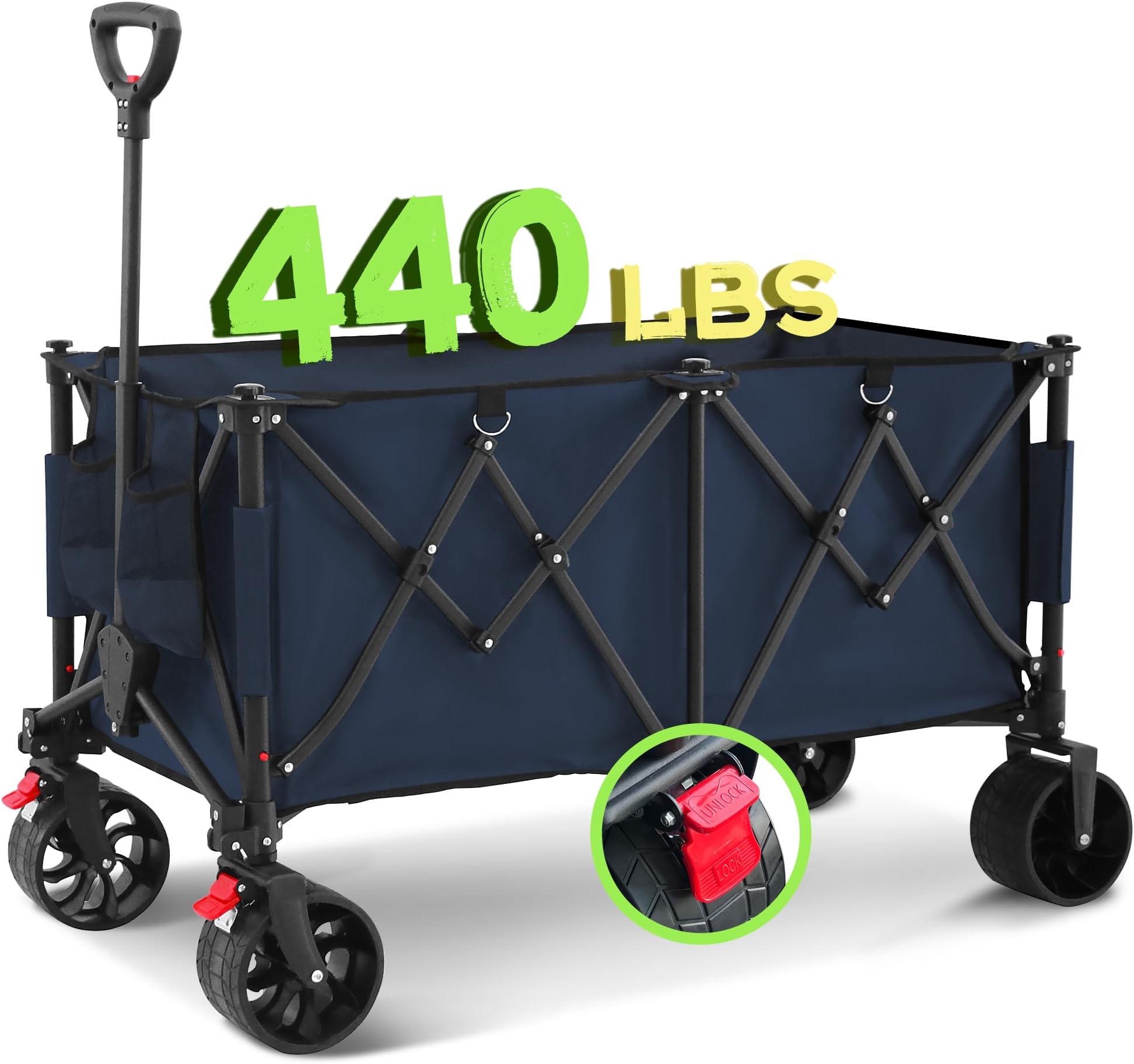 Amazon.com: Foldable Wagons Carts,260L 440LBS Heavy Duty Folding ...