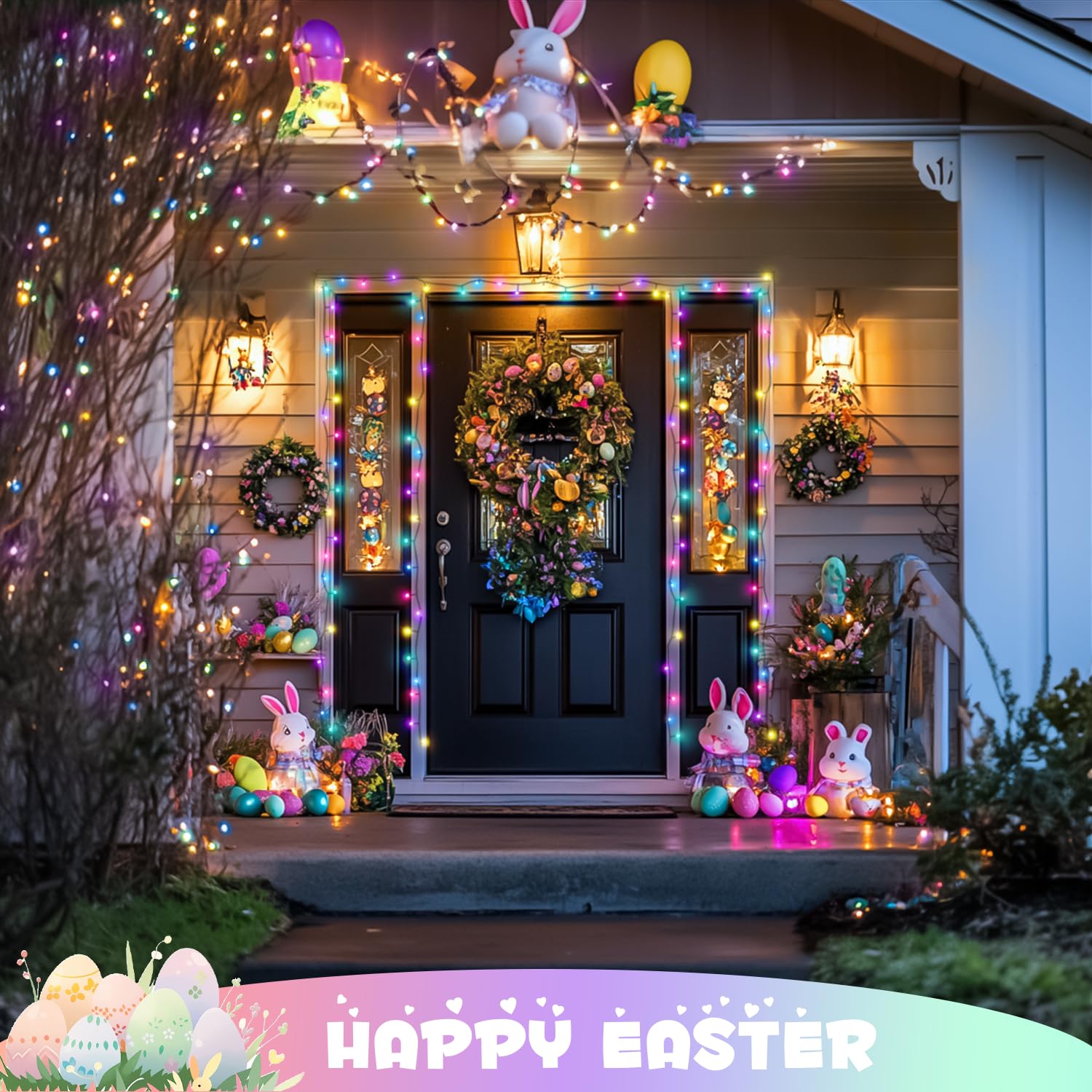 Snapklik.com : 200 LED 66ft Easter Lights String Green Wire, Pastel ...
