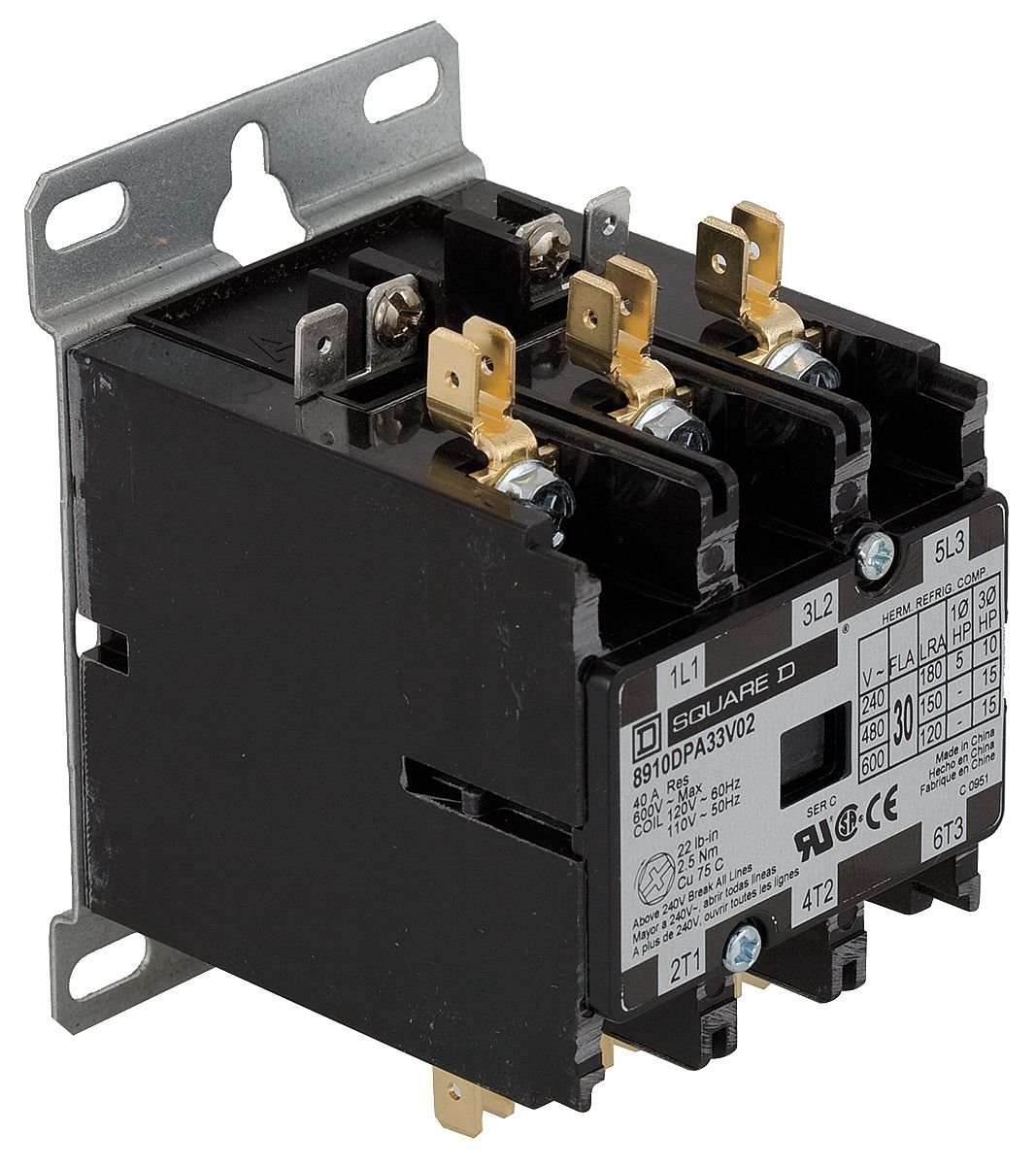 Eaton/Cutler Hammer C25DND330A 50mm DP Contactor, 3-Pole, 30 Amp, 120 ...