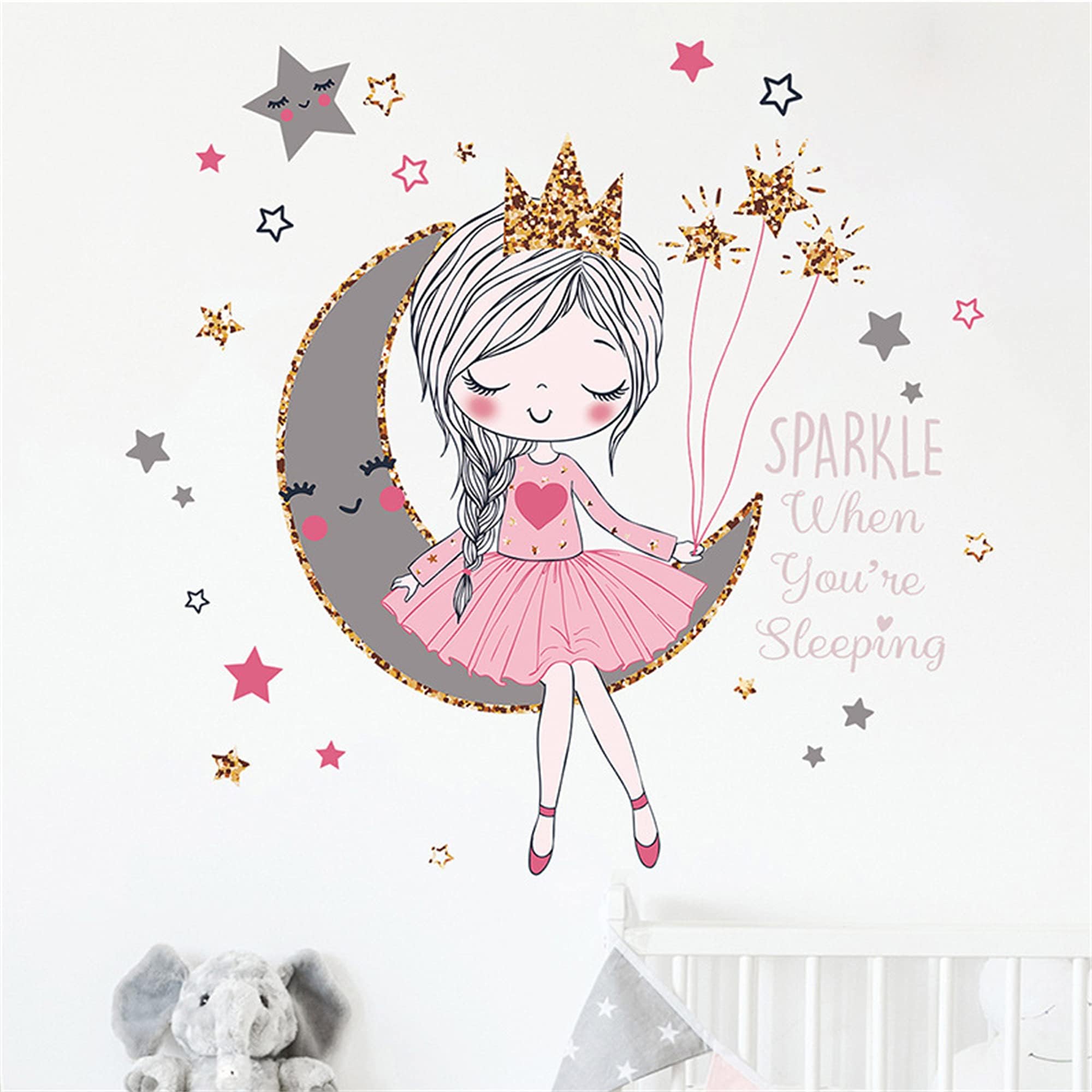 Amazon.com: Wall Stickers for Girls Bedroom, Princess Room Decor for ...