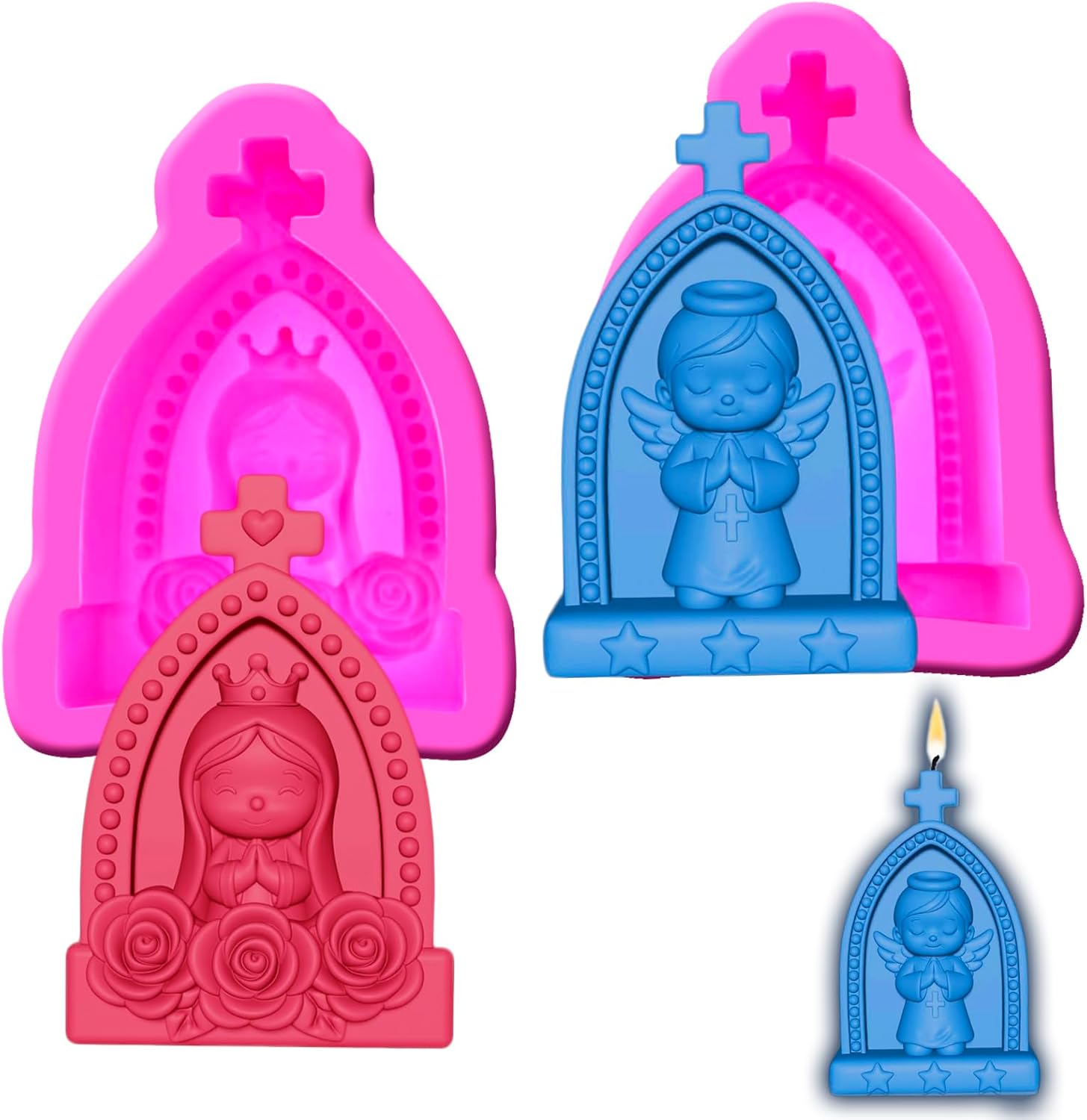 Amazon.com: Angel & Virgin Candle Molds – Religious Silicone Mold Set ...