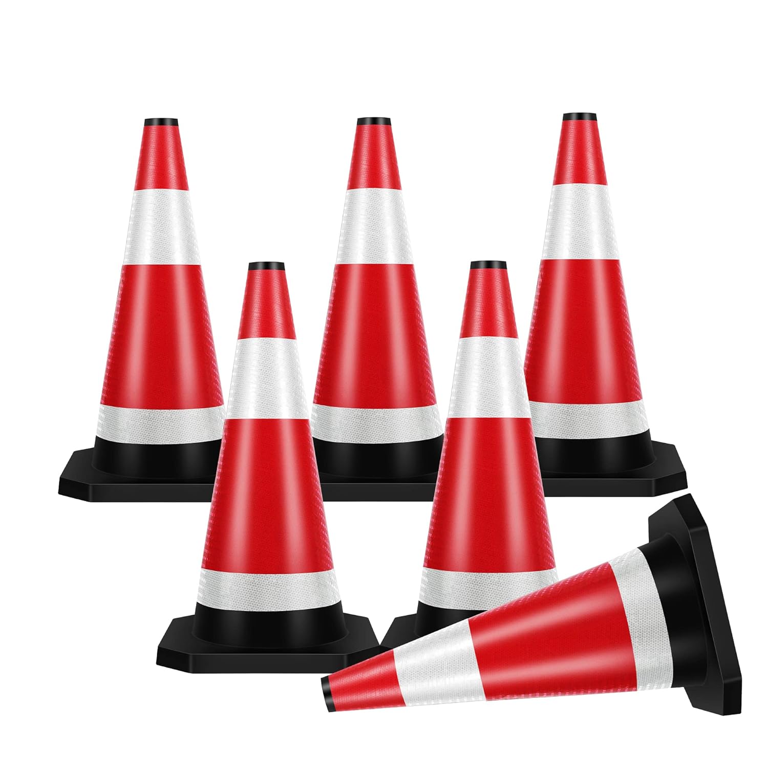 DOKIO 28 Inch Traffic Safety Cones, 6 Pack Unbreakable Rubber Safety ...