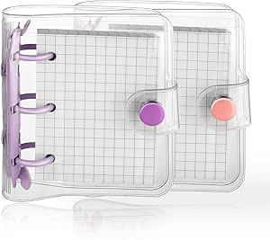 Prasacco 2 Set di Mini Raccoglitori Trasparenti con 3 Tasche, Raccoglitore ad Anelli Rotondi con ...