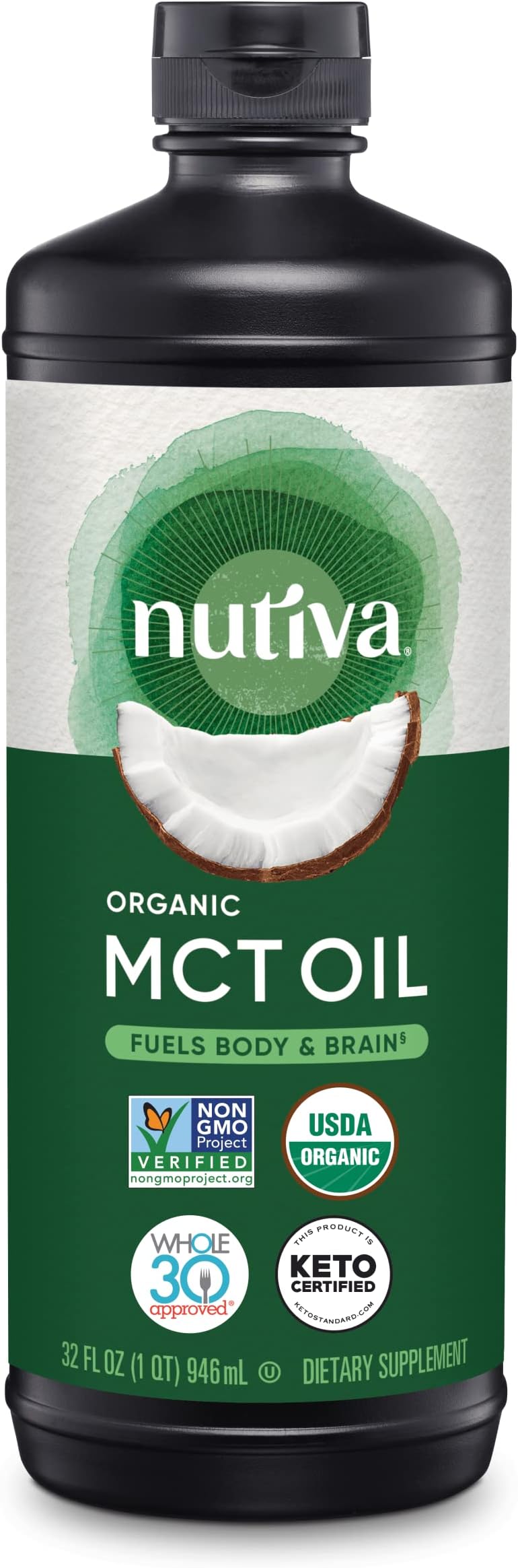 Amazon.com: Nutiva Organic MCT Oil, Unflavored, 32 Oz, USDA Organic ...