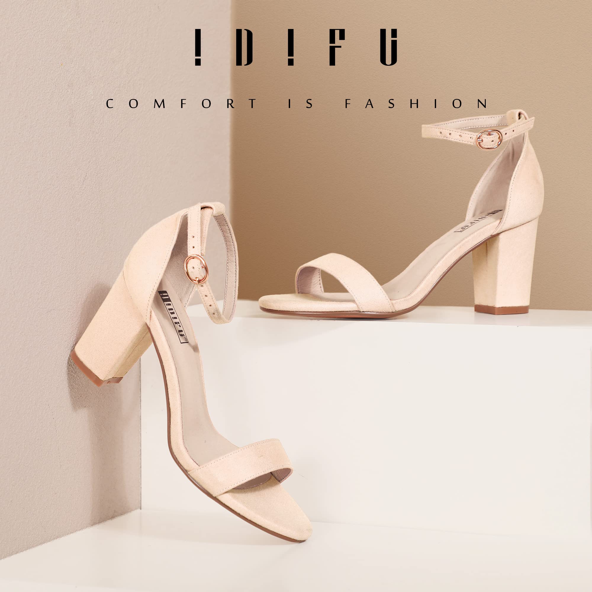 Snapklik.com : IDIFU Cookie-MI Block Heels 3 Inch Sandals Chunky Open ...
