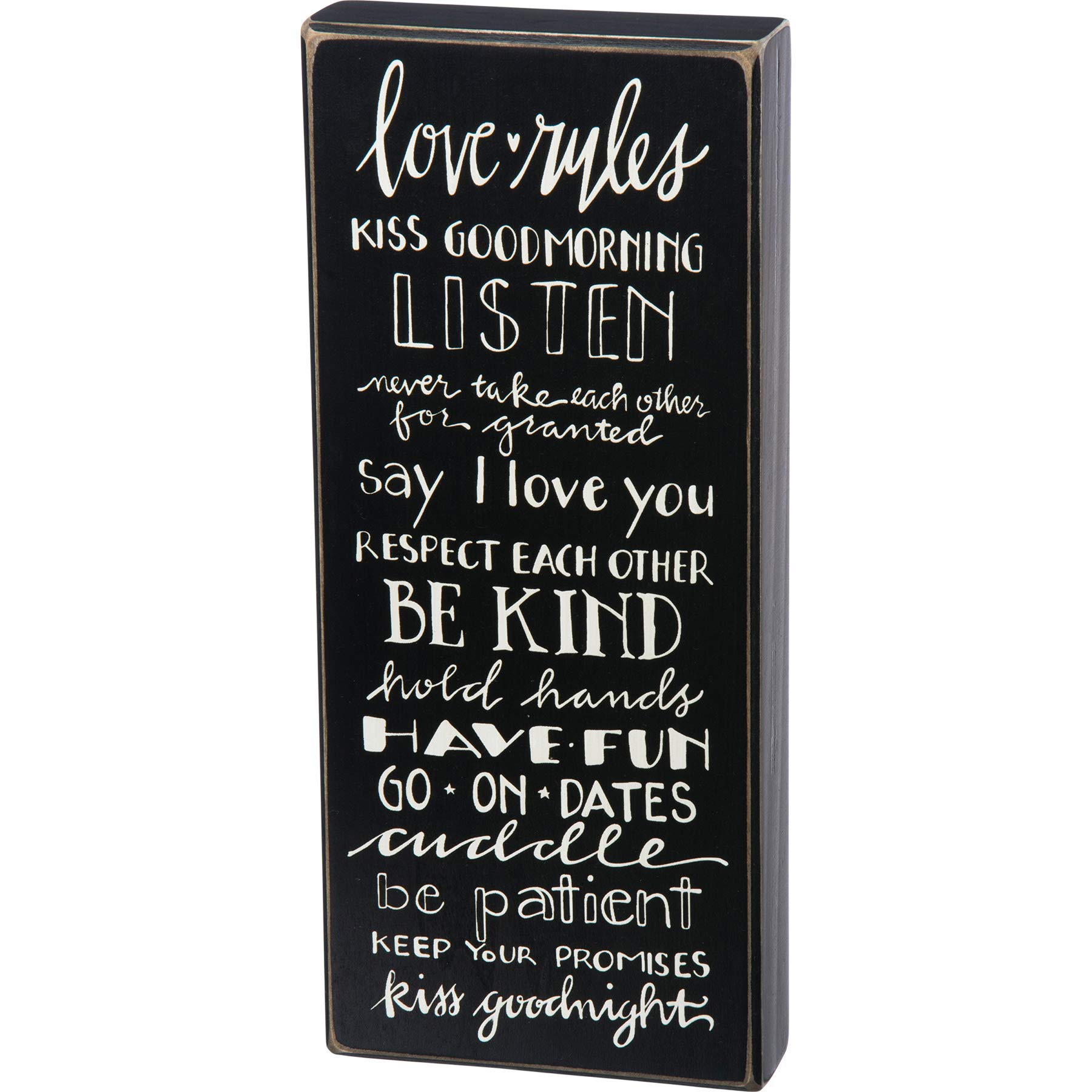 Amazon.com: Primitives by Kathy 26017 Classic Box Sign, Love Rules ...