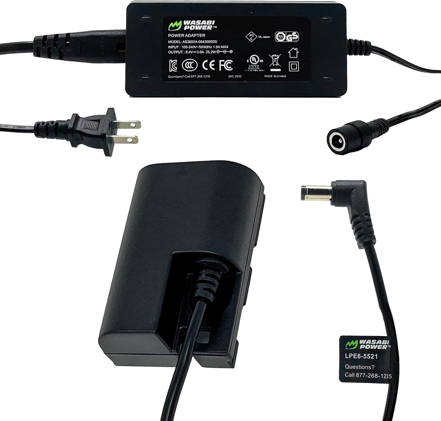 Amazon.com : Wasabi Power DCC-LPE6 Dummy Battery DC Coupler & AC ...