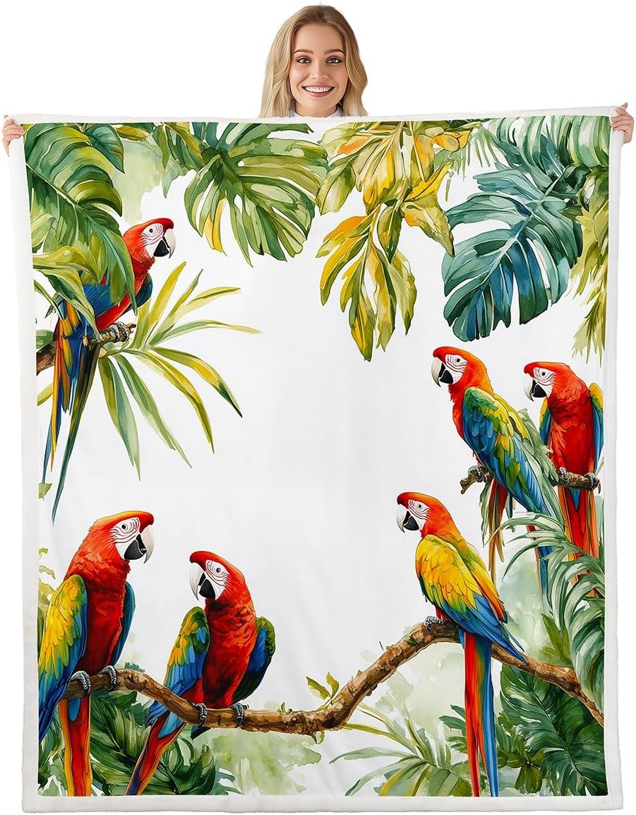 Oil Art Parrot Fleece Throw Blanket Throw 50"x60" - Ultra-Soft for ...