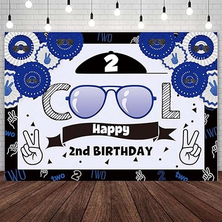 Amazon.com : SENDY 7x5ft Two Cool Birthday Backdrop for Boys Happy 2nd ...
