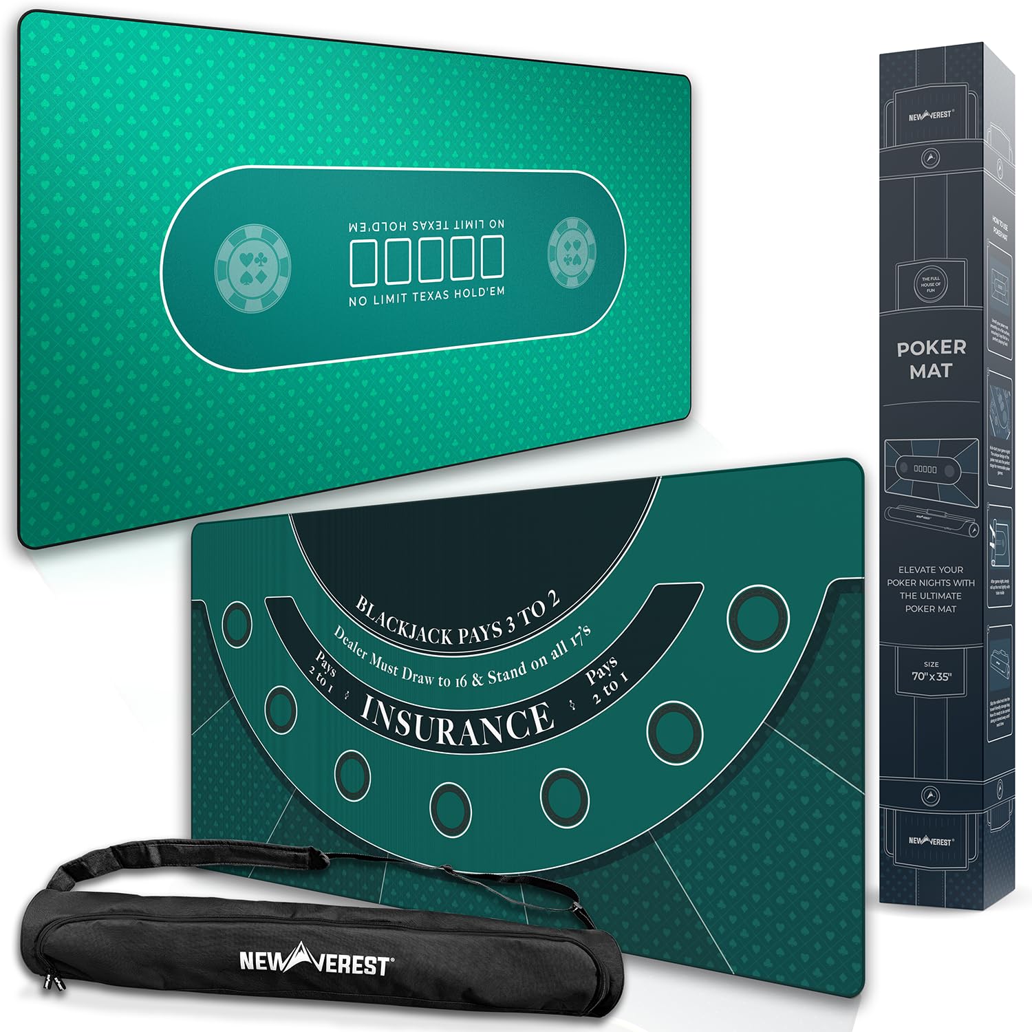 Amazon.com: Newverest Poker Gift Set: Texas Hold'em Poker Mat ...