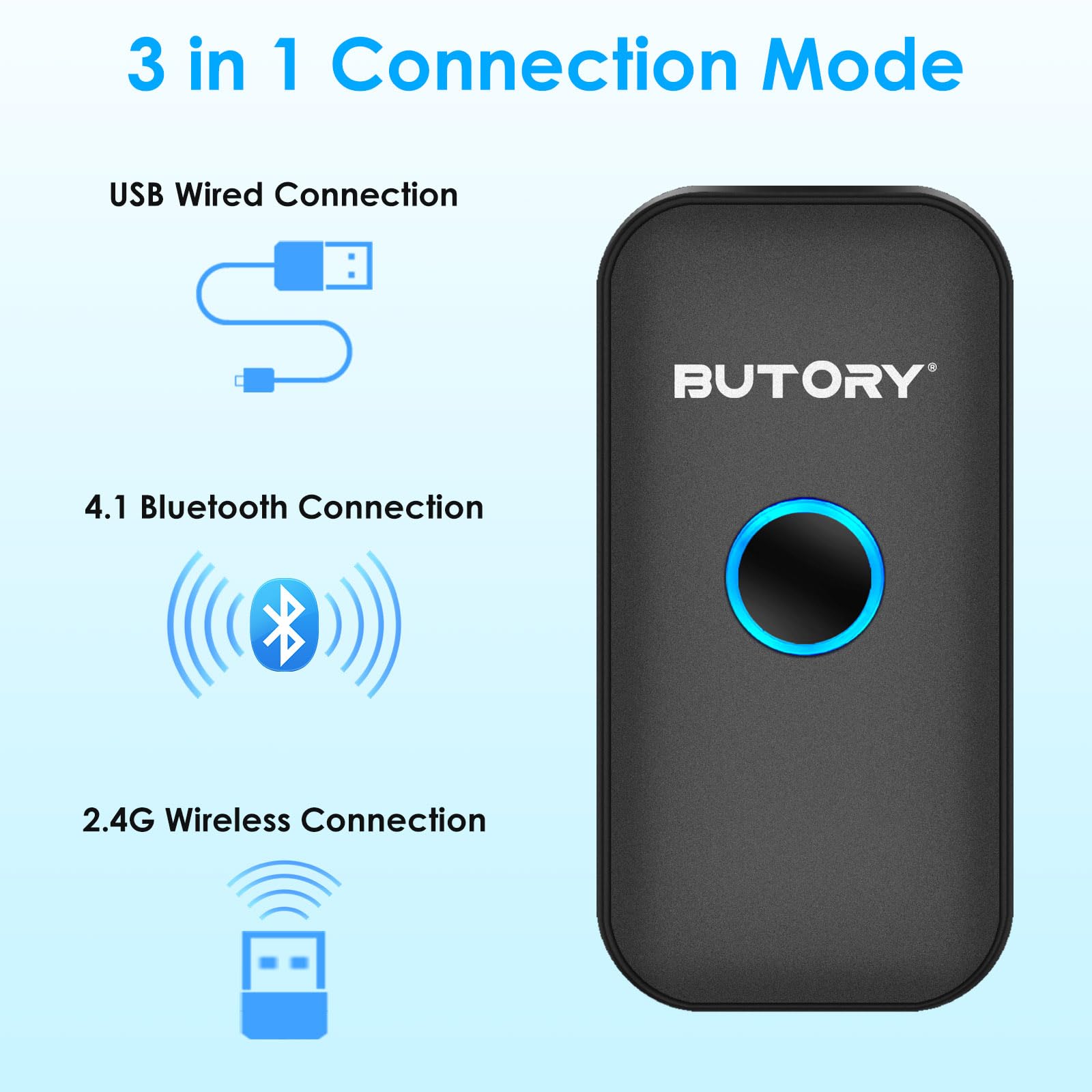Snapklik.com : Butory Bluetooth Barcode Scanner Wireless