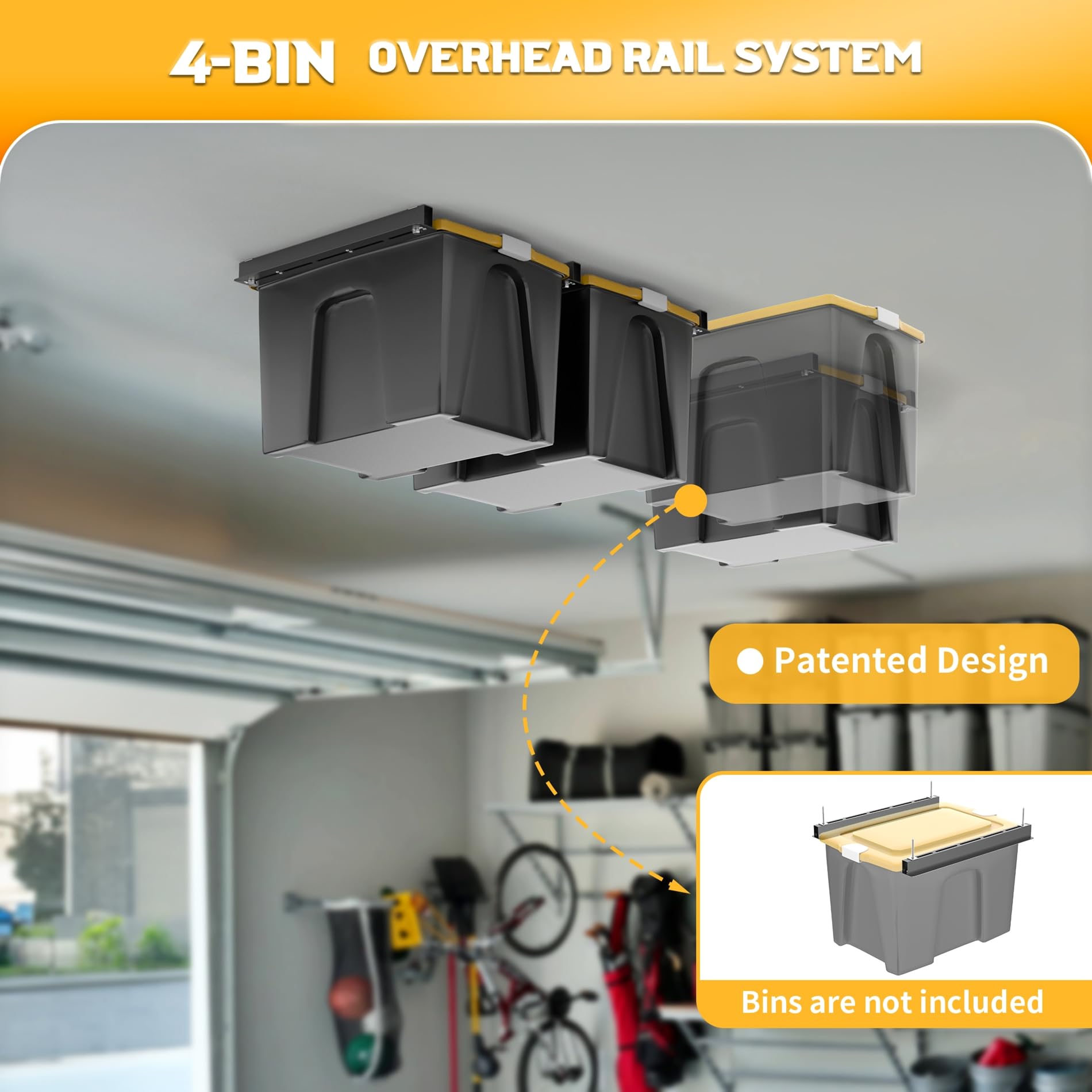 Snapklik.com : WALMANN Overhead Tote Storage Rails, Heavy Duty Garage ...