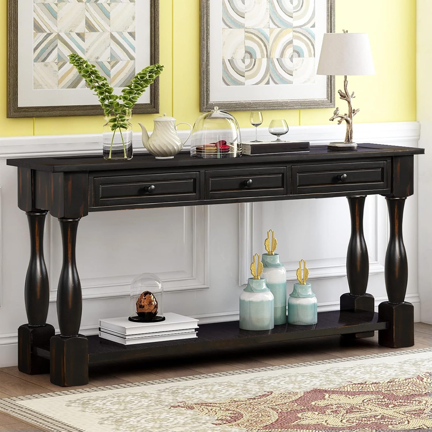Amazon.com: Rayblow Extra Long Console Table Classic Vintage Sofa Table ...