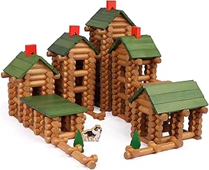 Amazon.com: Wondertoys 530 Pcs Wooden Logs Set Ages 3+, Classic ...
