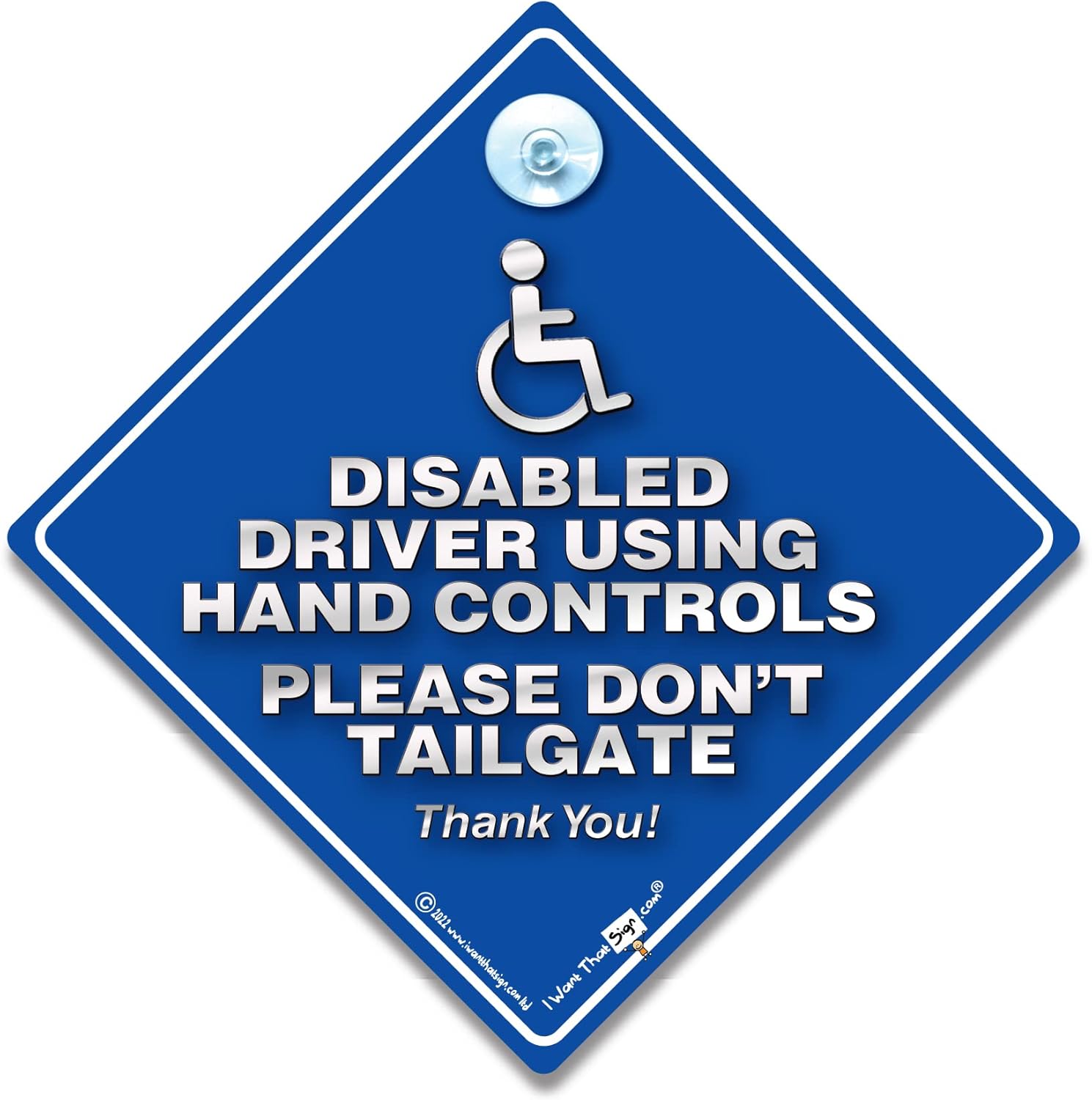 Disabled Driver Using Hand Controls Please Don't Tailgate Car Sign ...