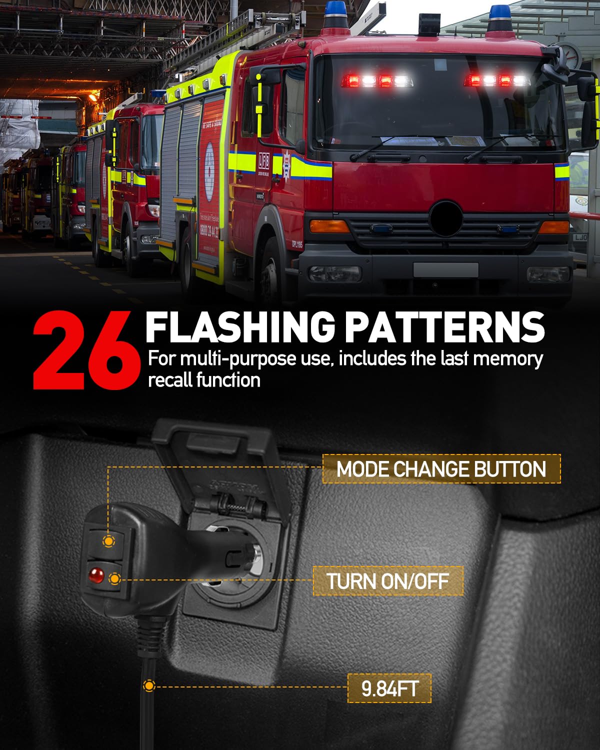 Snapklik.com : HLauto 2002L Emergency Dash Strobe Lights: Red White ...