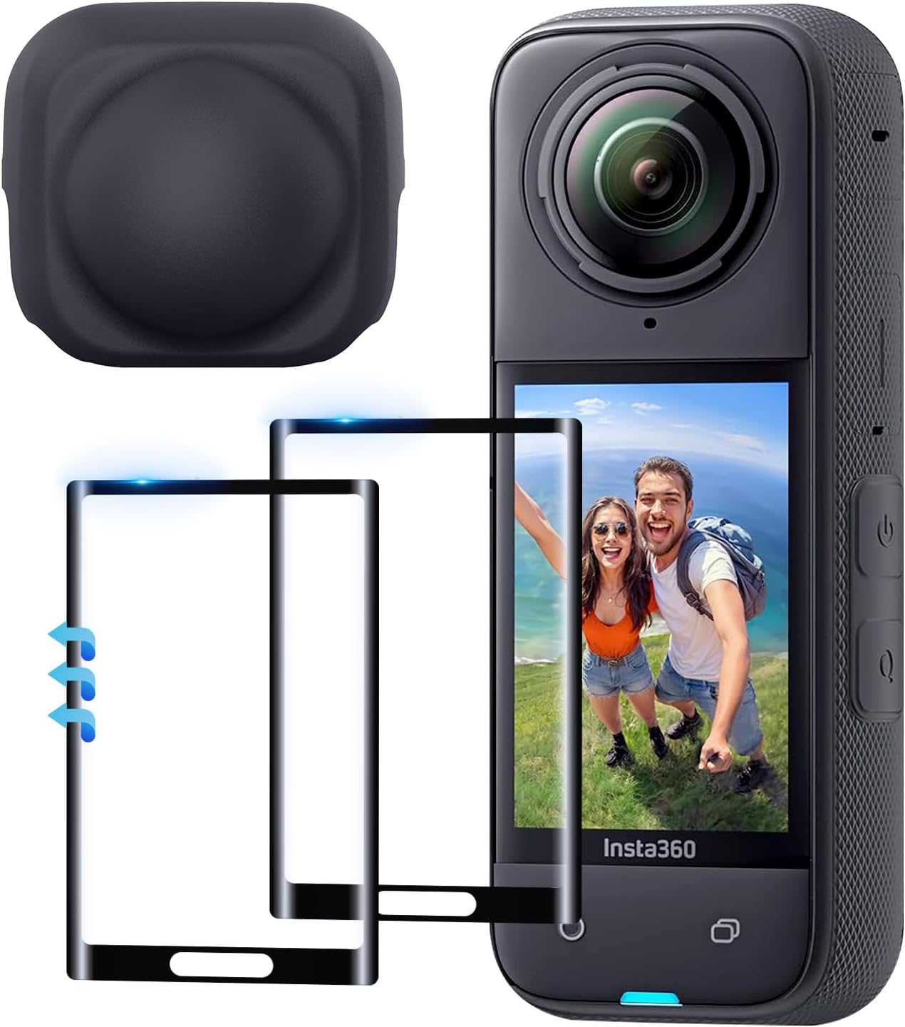 Amazon.com: Screen Protector Film(2 Pack)+Lens Cap for Insta360 X5 ...